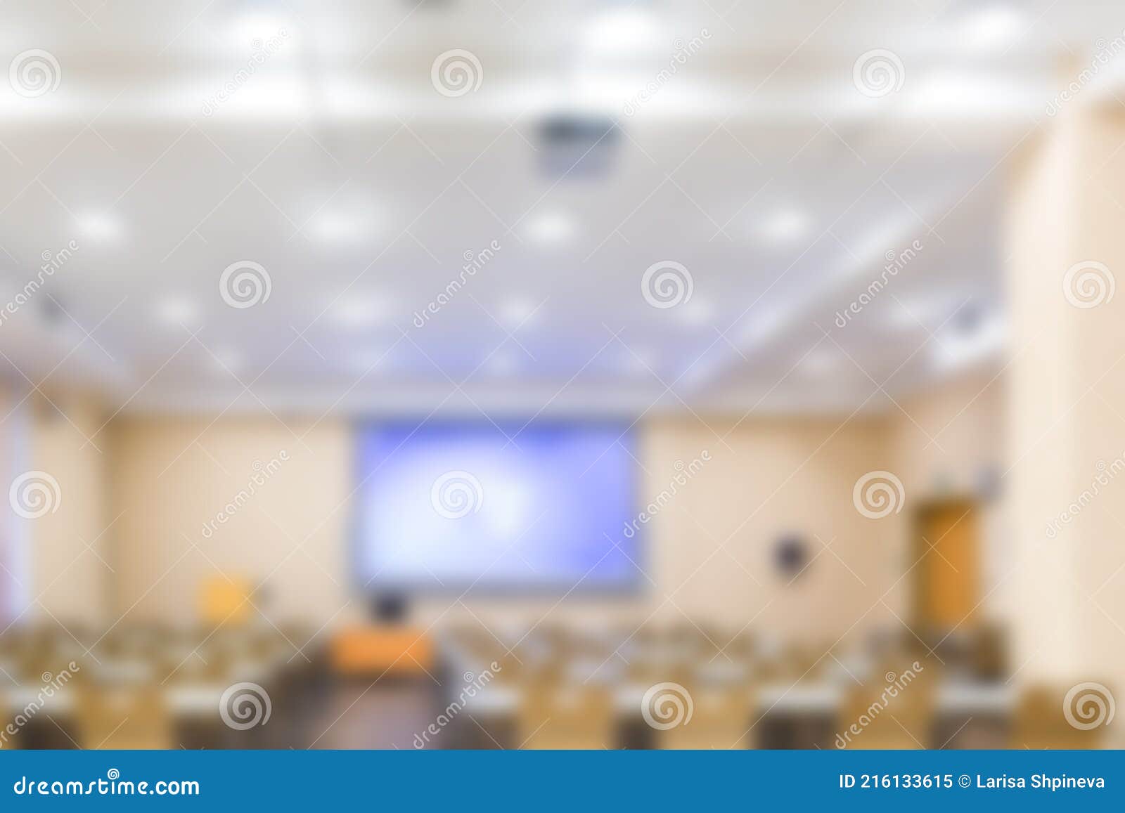 Abstract Blur Interior of Empty University Audiences. Modern School ...