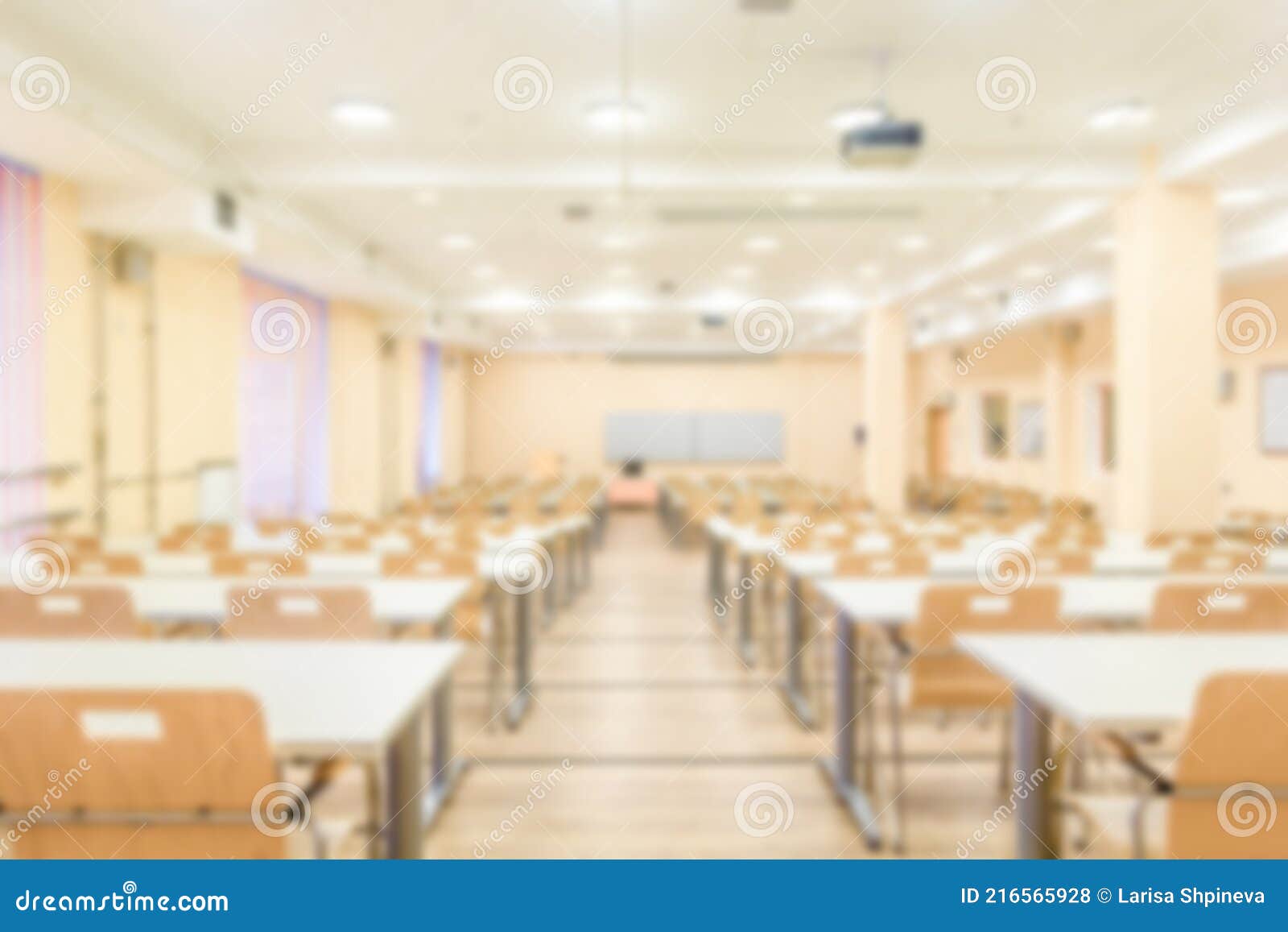 Abstract Blur Interior of Empty University Audiences. Modern School ...