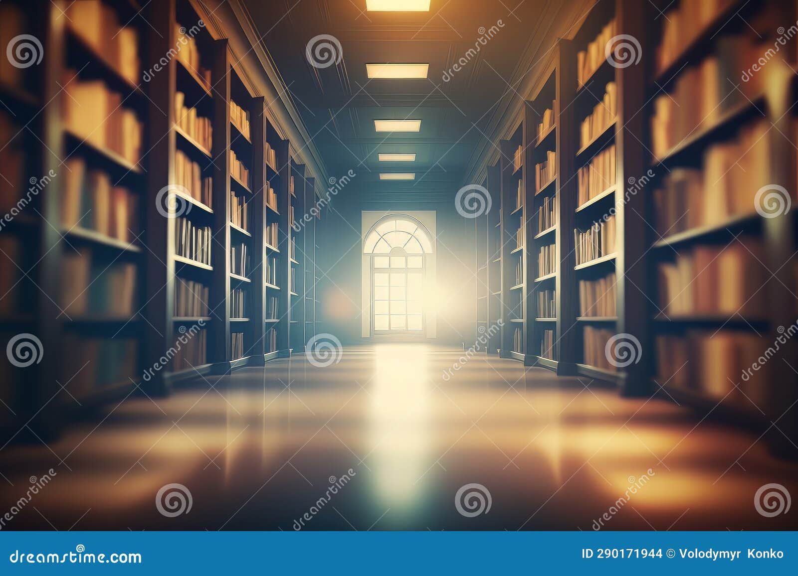 Abstract Blur Library, Blurred Book Shelves and Hall Interior in ...