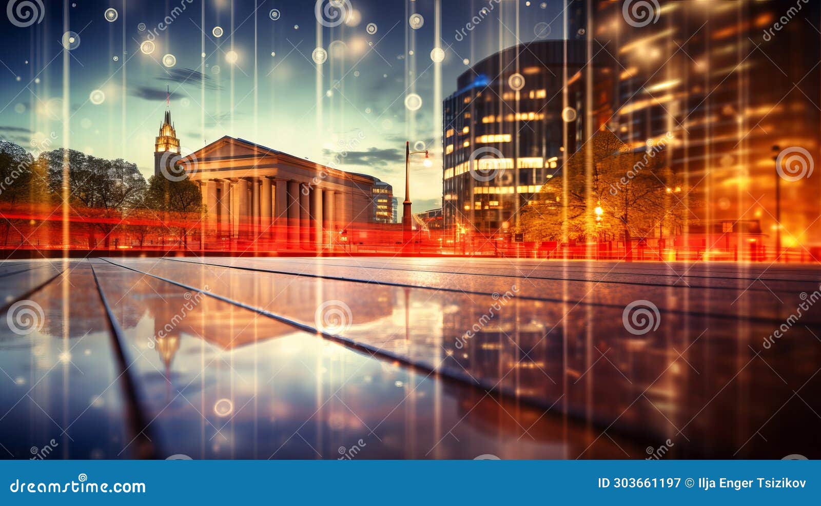 Abstract Blurred Bokeh Background with Financial Data Visualizations ...