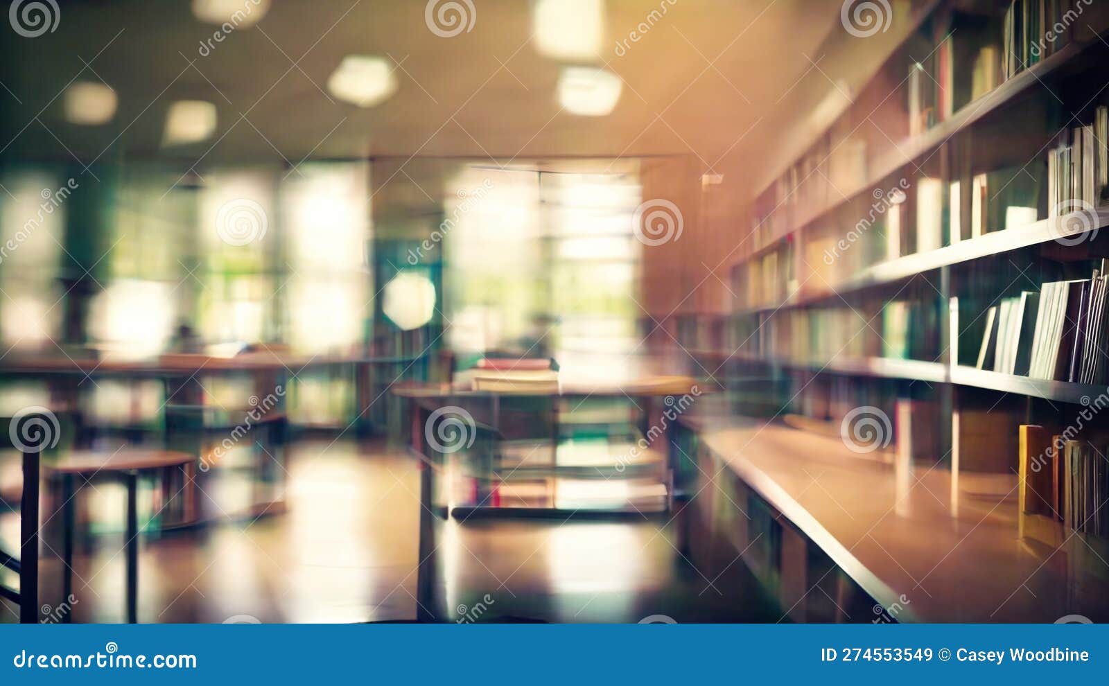 Abstract Blurred Empty College Library, Interior Space Stock ...