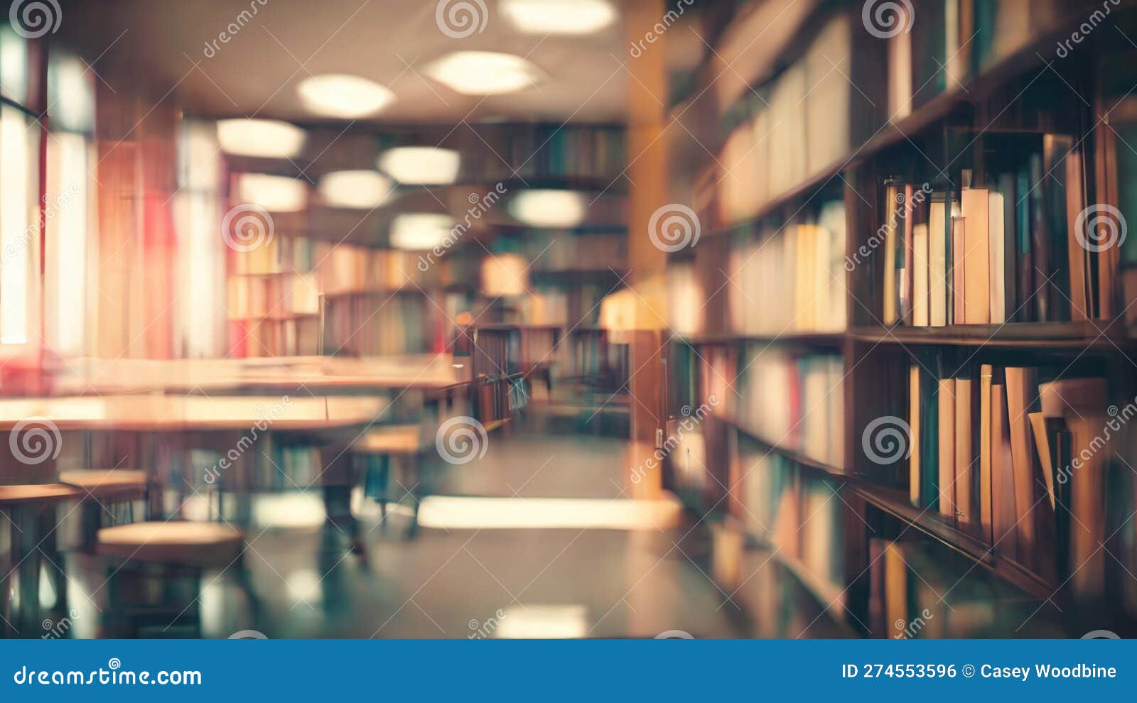 Abstract Blurred Empty College Library, Interior Space Stock ...