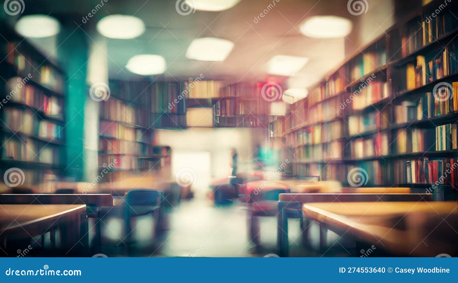 Abstract Blurred Empty College Library, Interior Space Stock ...