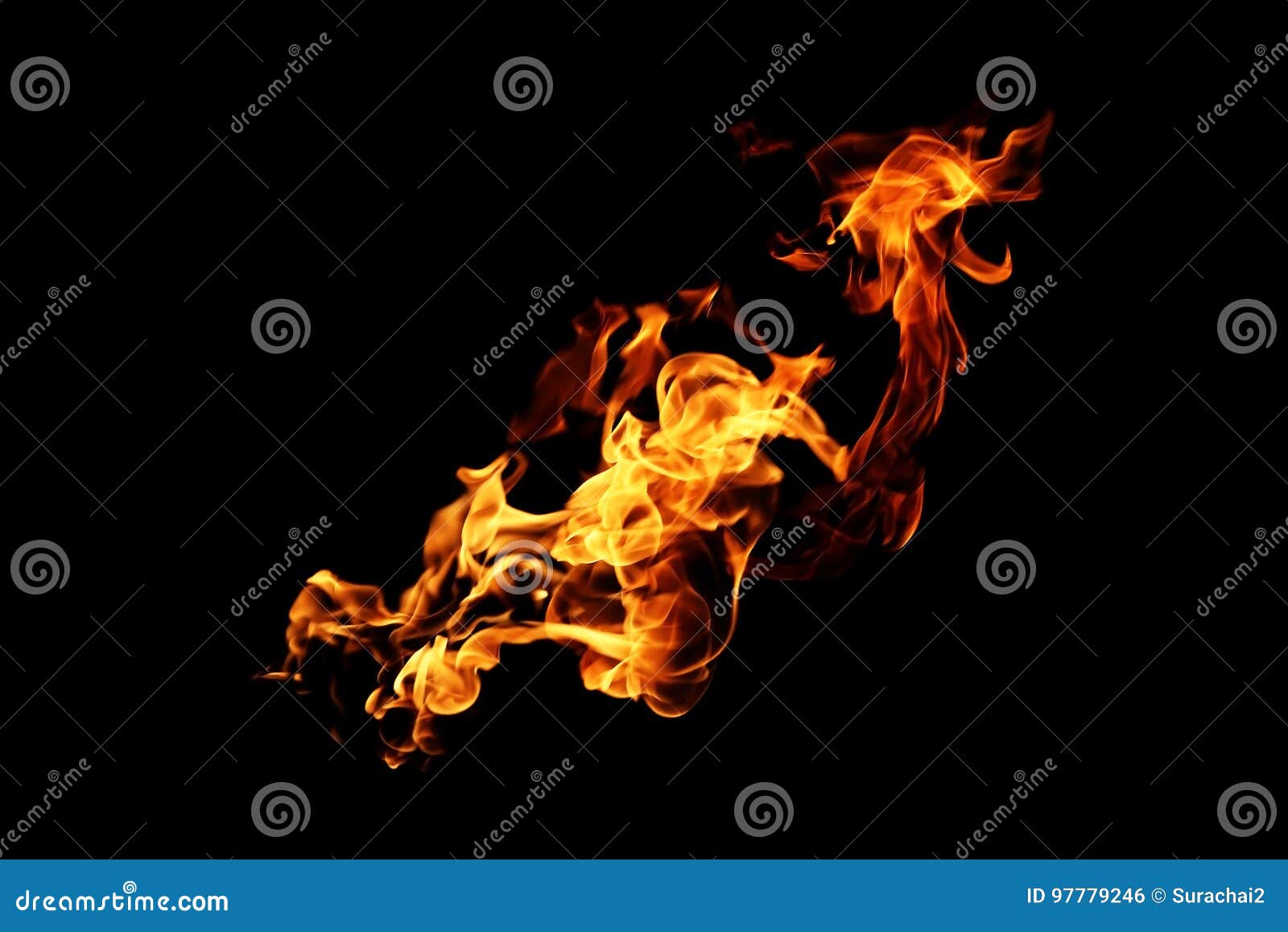 Fire Flames On A Black Background. Abstract Fiery Texture. Realistic ...