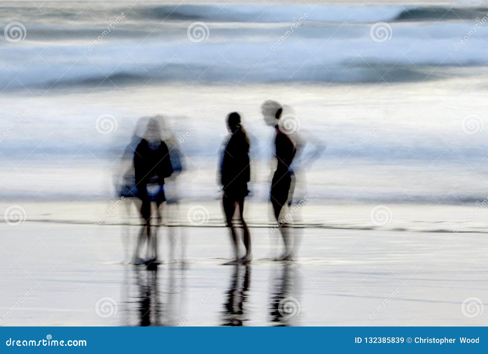 Abstract Blurred Group of People on a Beach Stock Image - Image of blur ...