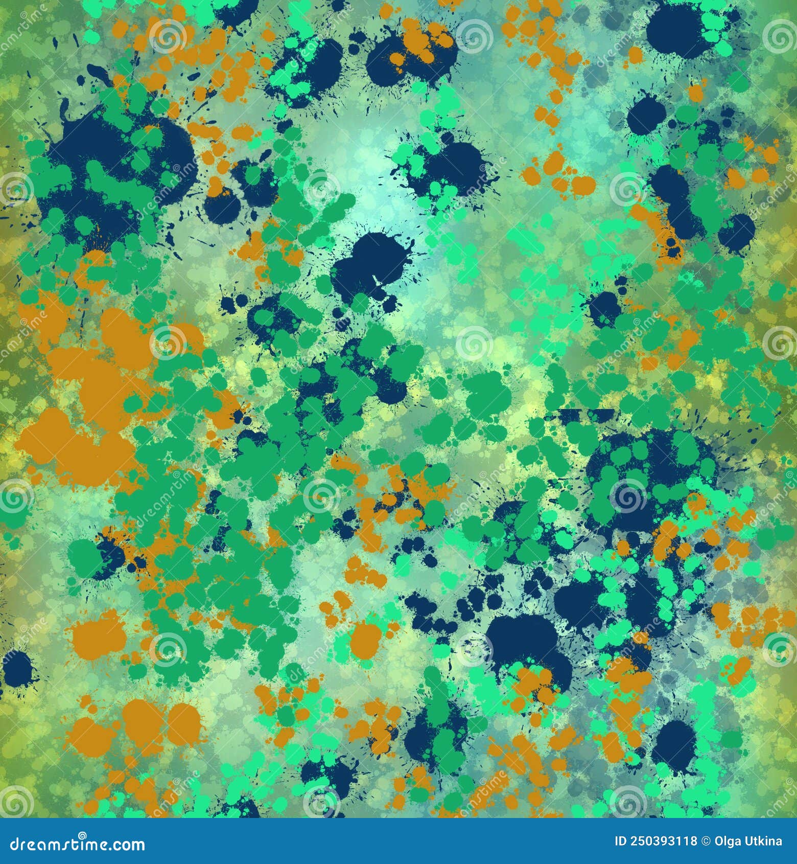 Abstract Blurred Painted Pattern in Green, Orange and Blue Hues ...