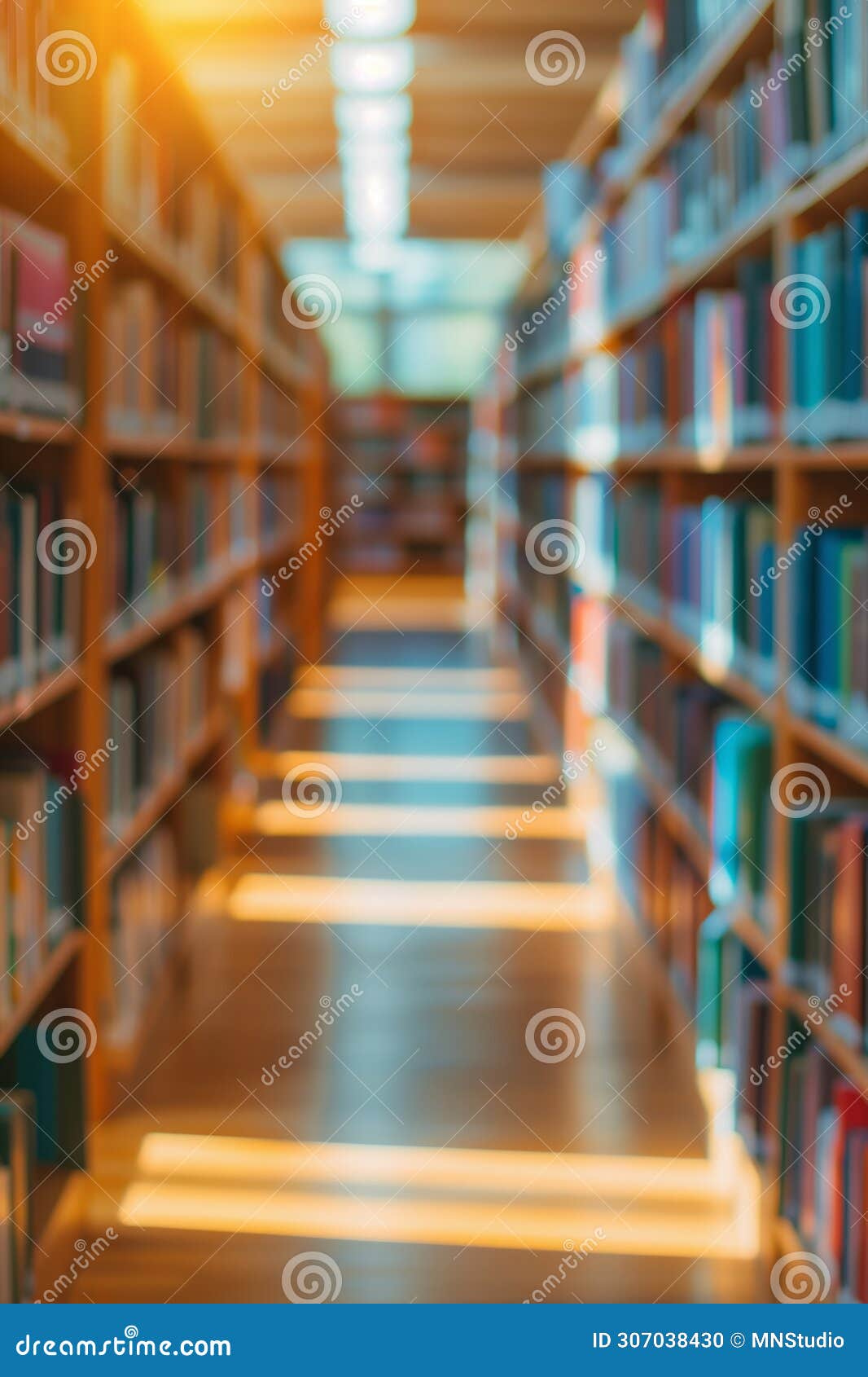 Abstract Blurred Public Library Interior Space. Blurry Room with ...