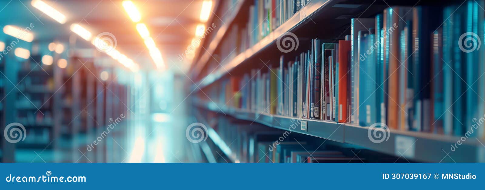 Abstract Blurred Public Library Interior Space. Blurry Room with ...