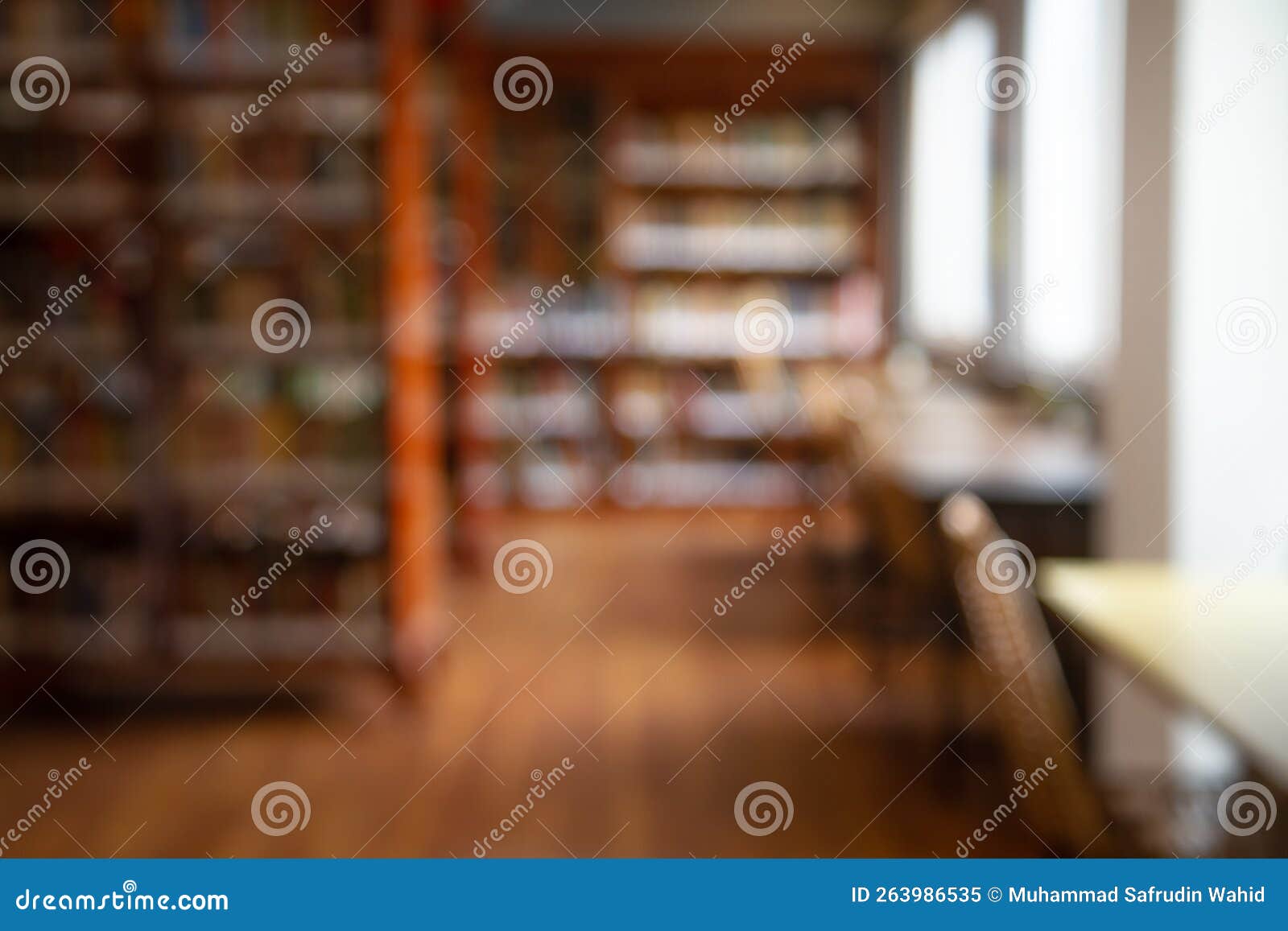 Abstract Blurred Public Library Interior Space. Blurry Room with ...