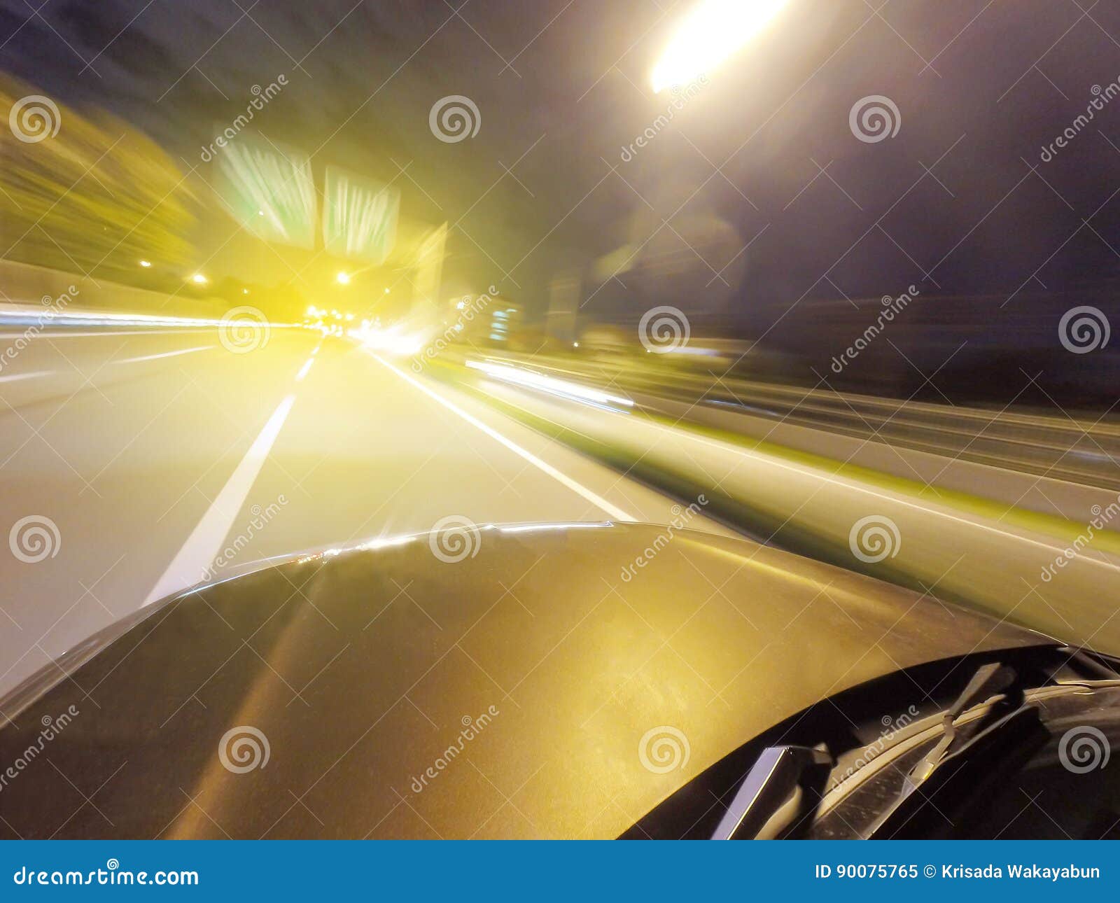 Abstract Blurred . Speed Driving Car in the Night on the Highway Stock ...
