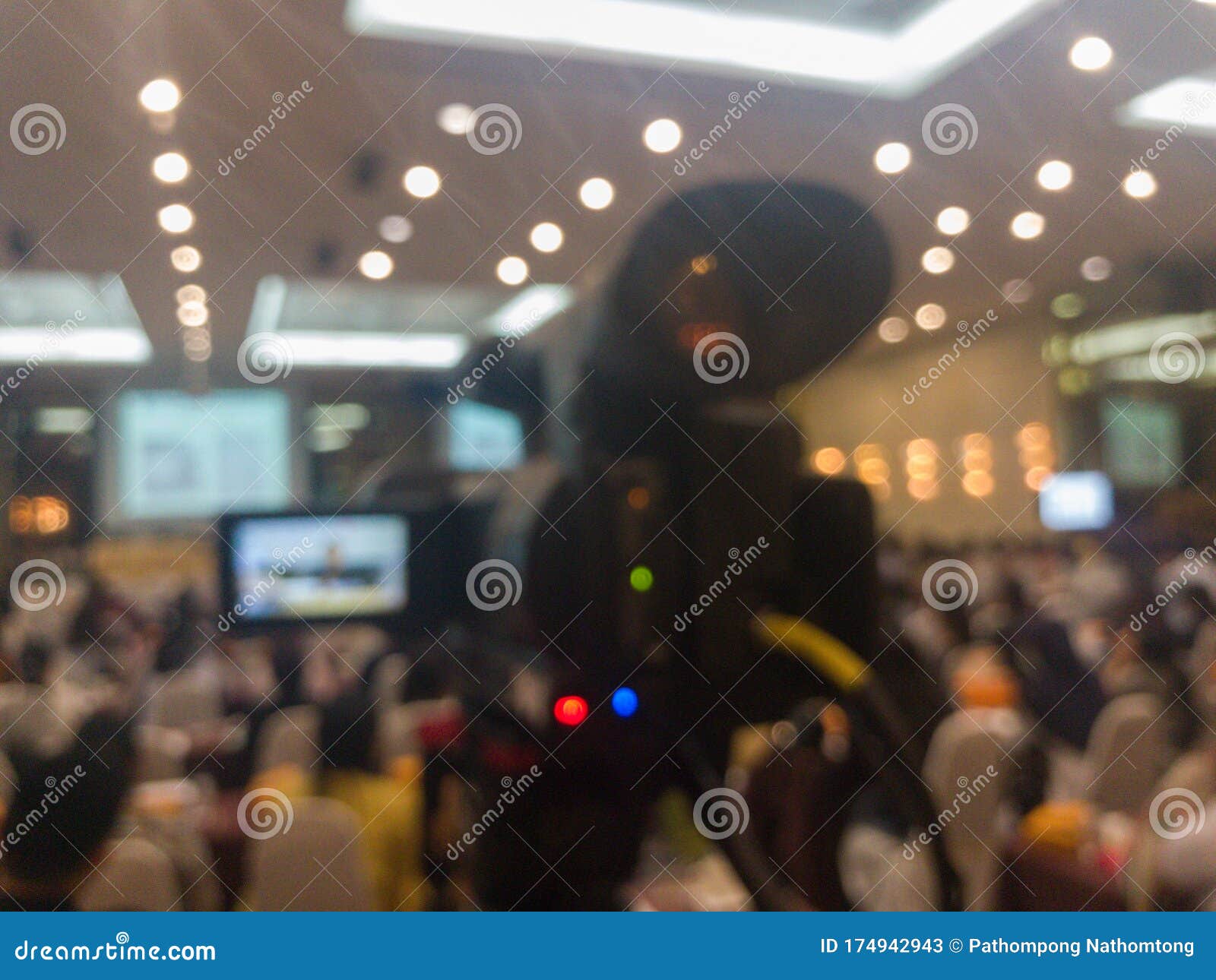 Blurred Video Camera in Seminar Room Stock Image - Image of action ...