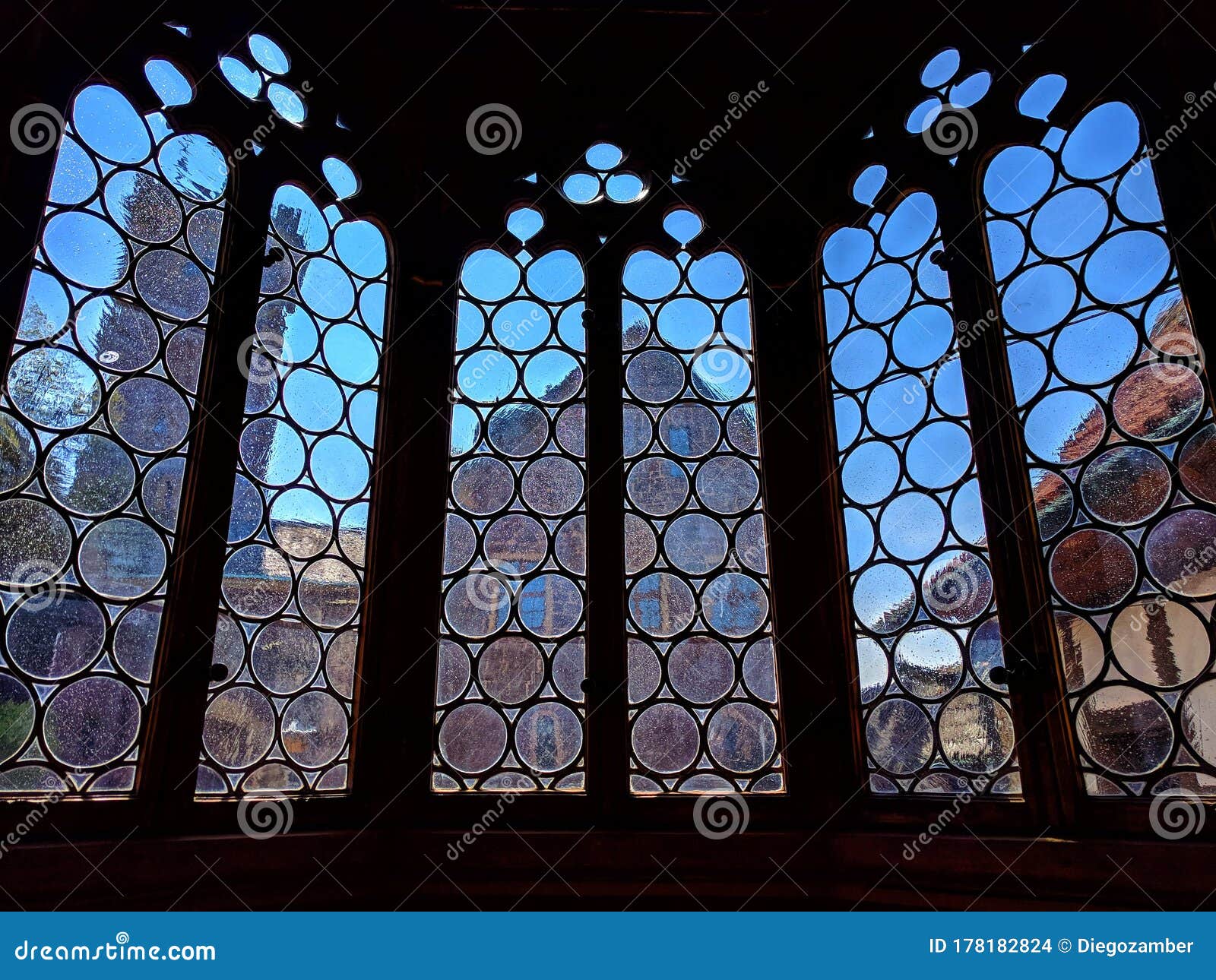 Abstract Blurred View through a Medieval Window Stock Photo - Image of ...
