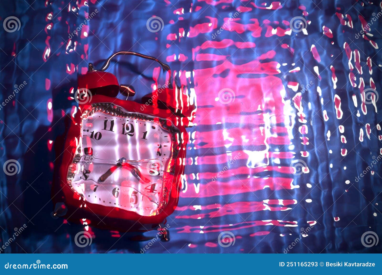 Time Concept in Blue and Pink. Drowning Clock Stock Image - Image of ...