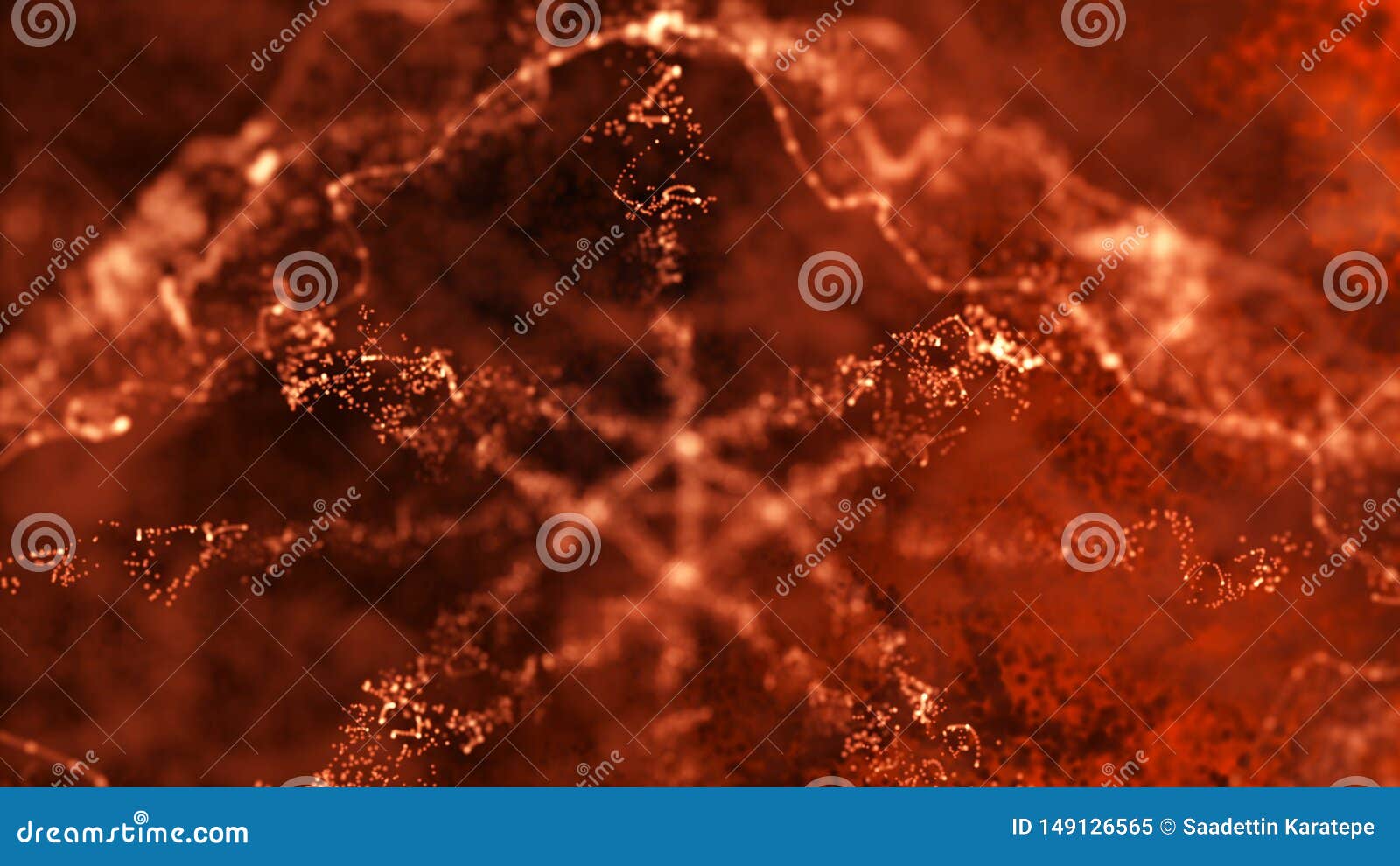Abstract Blurry Glowing Swirling Floating Particles in Virtual Space ...