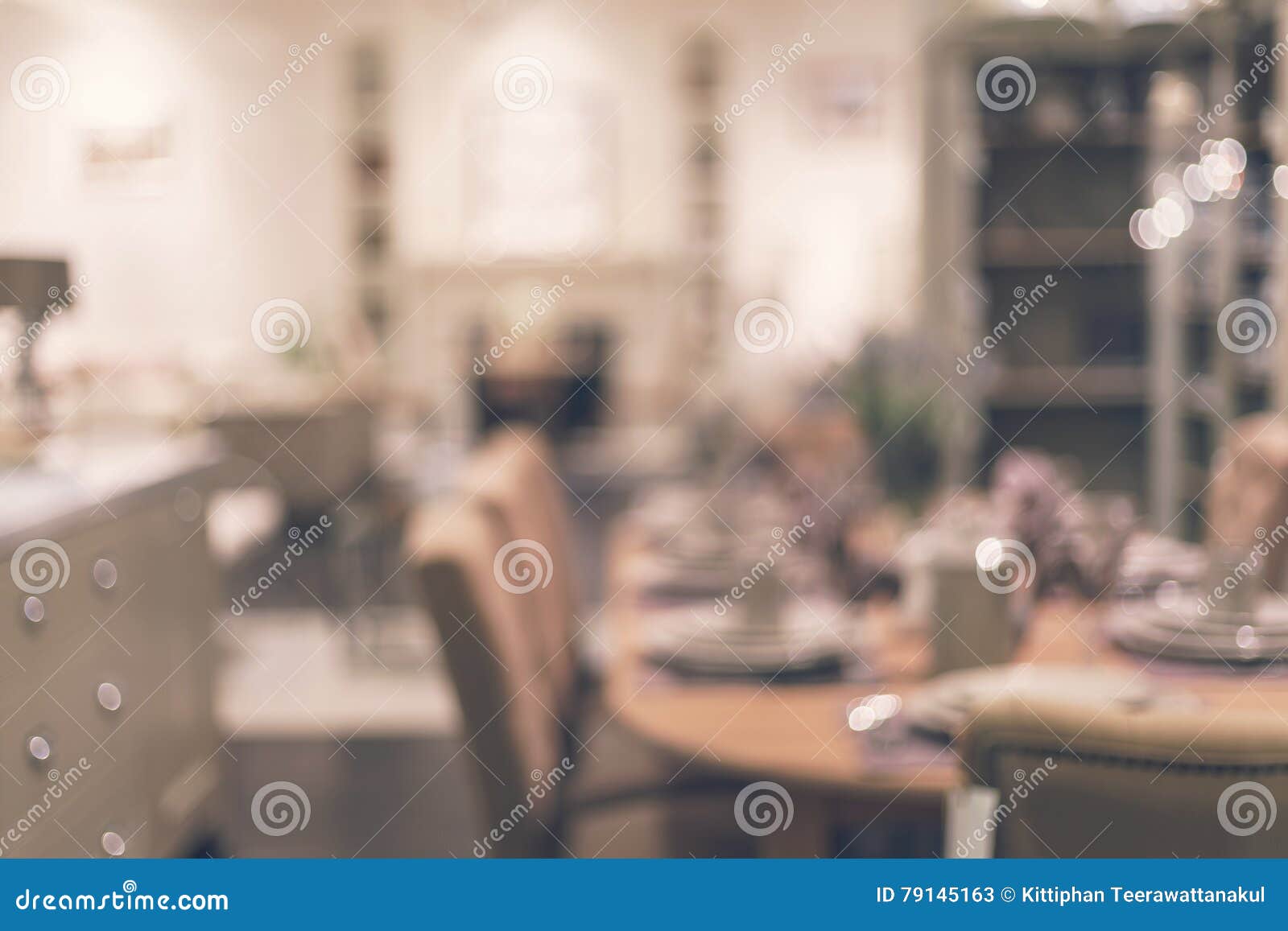 Abstract Blurry Image of Dining Room Interior Stock Image - Image of ...