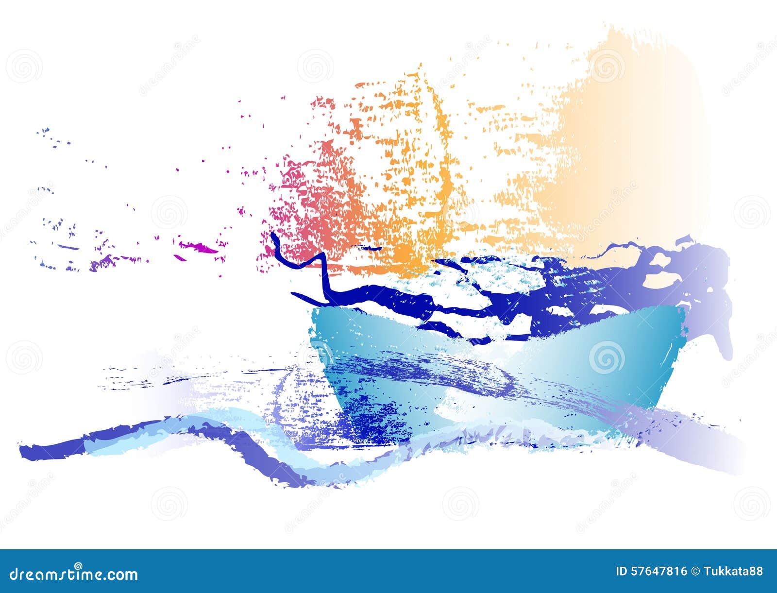 Abstract Boat in the Ocean Watercolor Design ,vector Illustration Stock ...