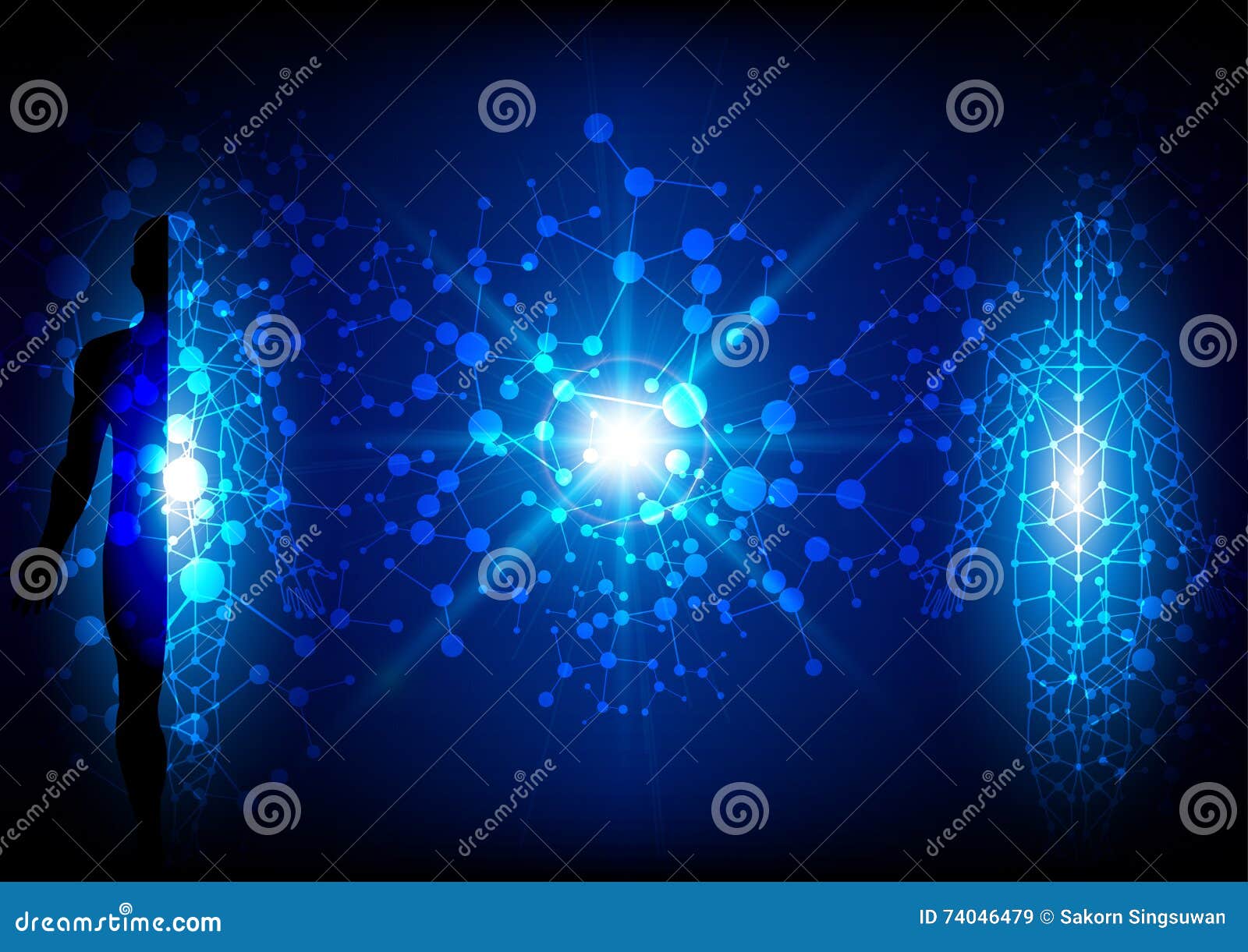 Abstract Body with Mesh on Blue Background. Illustration Stock Vector ...