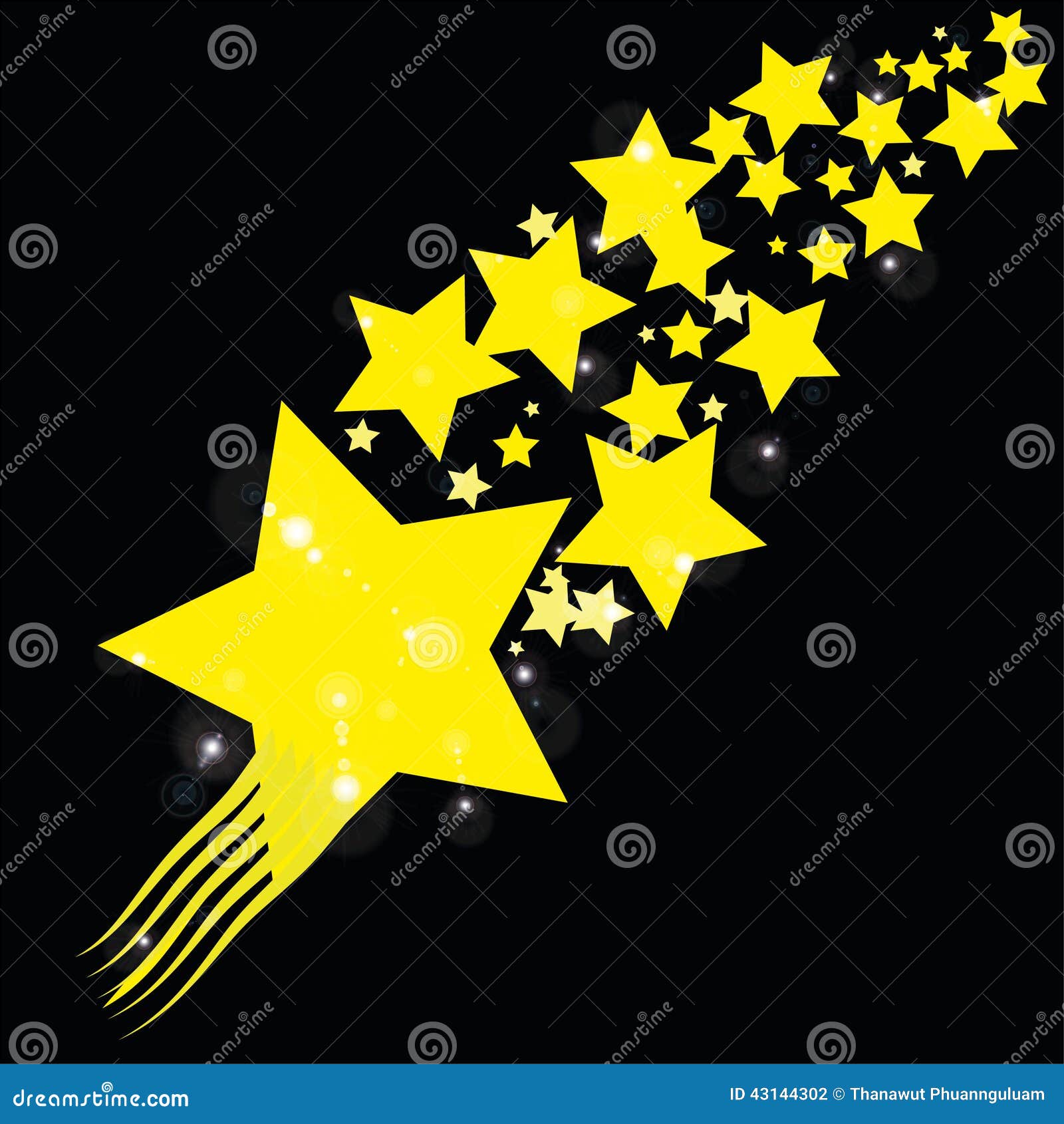 Abstract Bokeh Gold Star on Black Background Stock Illustration ...