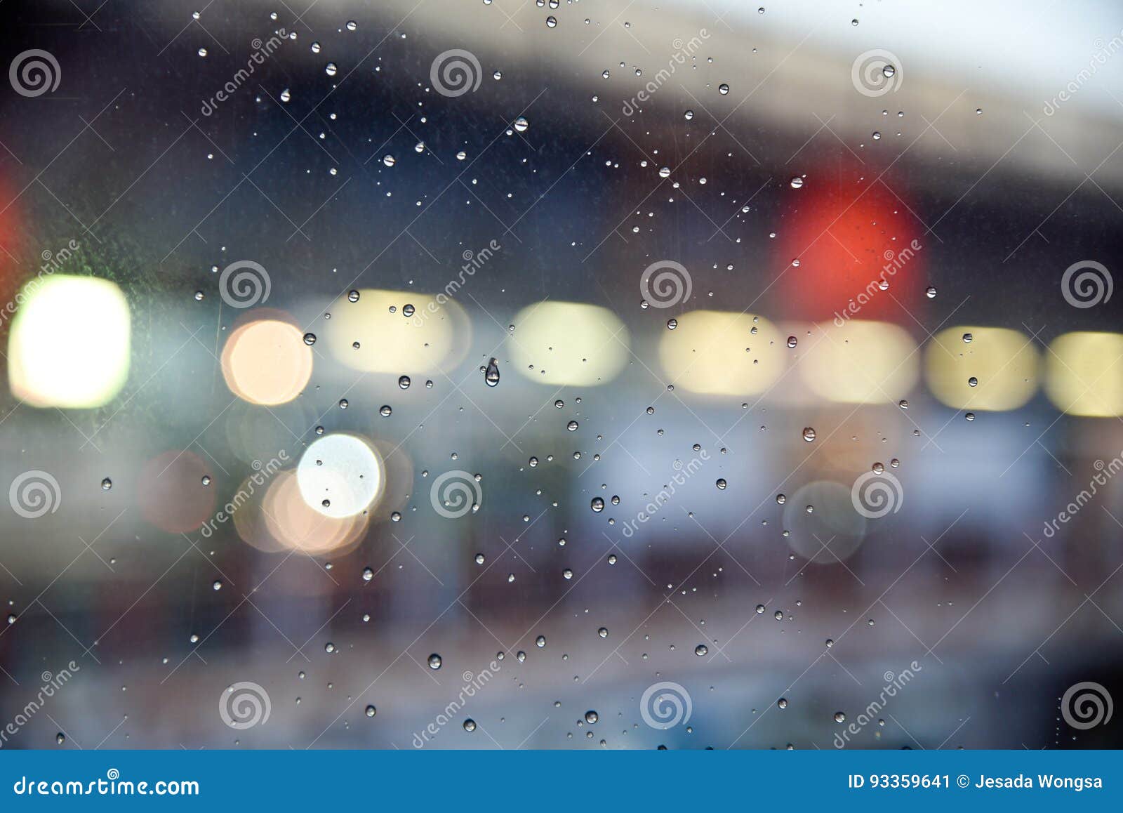 Abstract Bokeh Light with Rain Glass Background Stock Image - Image of ...