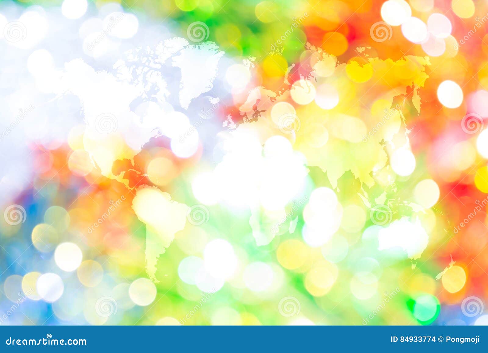 Abstract Bokeh of Light with World Map Stock Photo - Image of ...