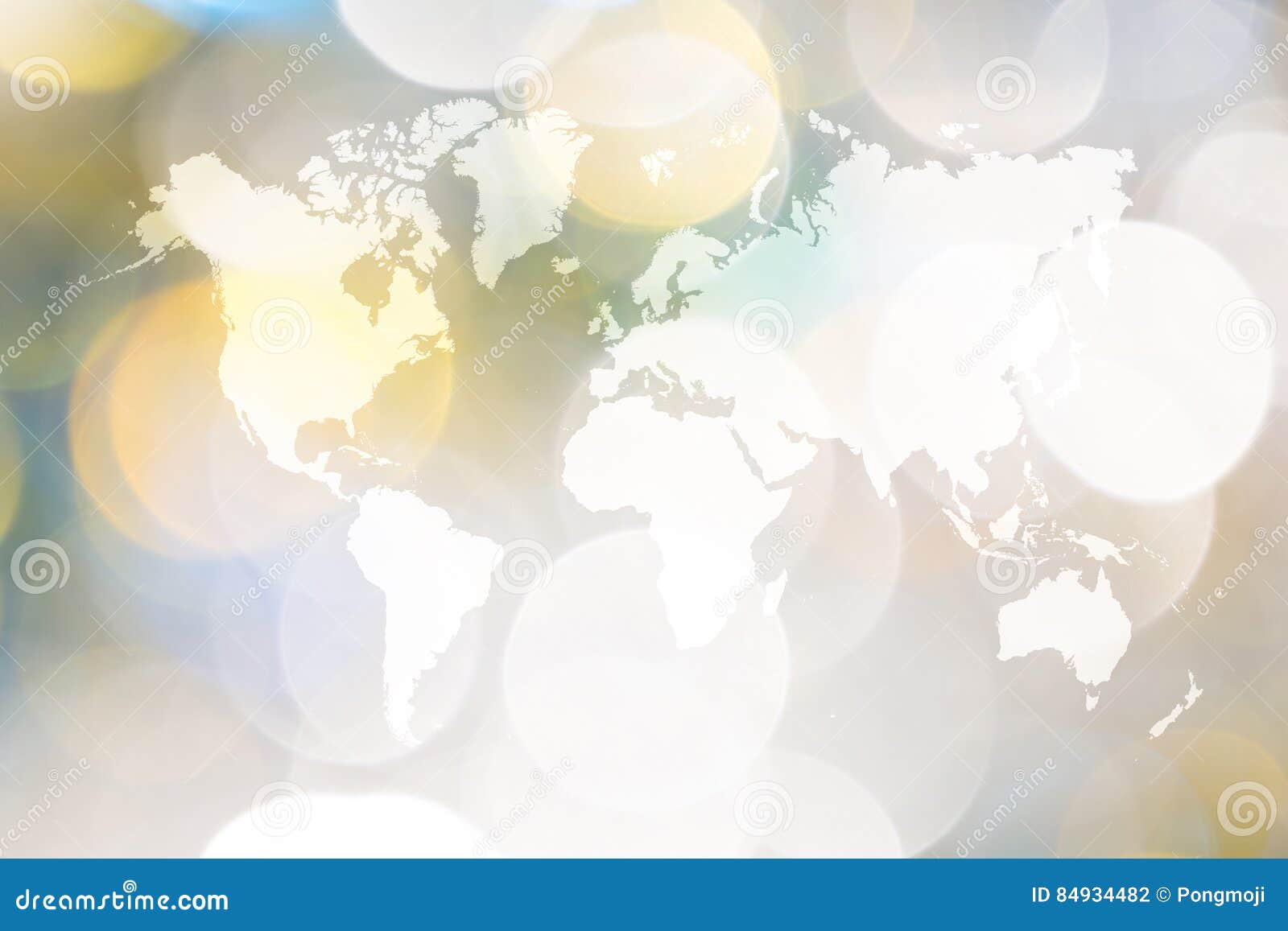 Abstract Bokeh of Light with World Map Stock Photo - Image of ...