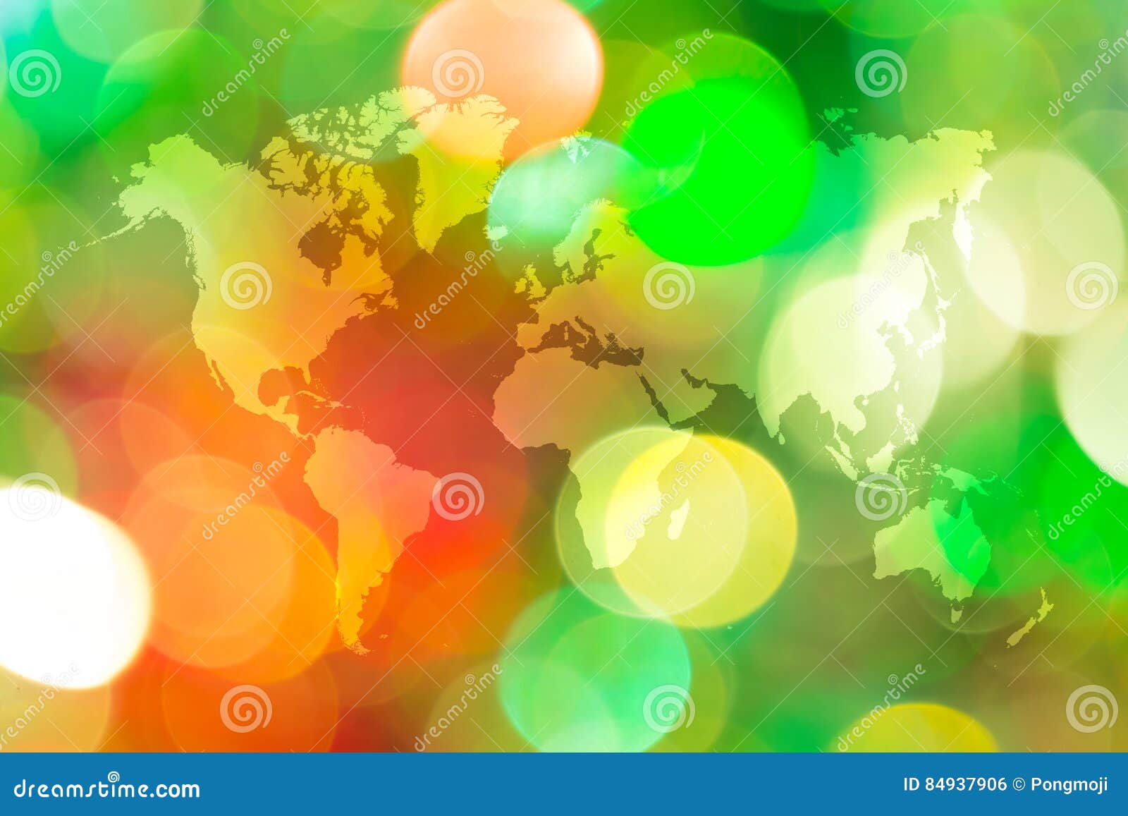 Abstract Bokeh of Light with World Map Stock Photo - Image of flare ...