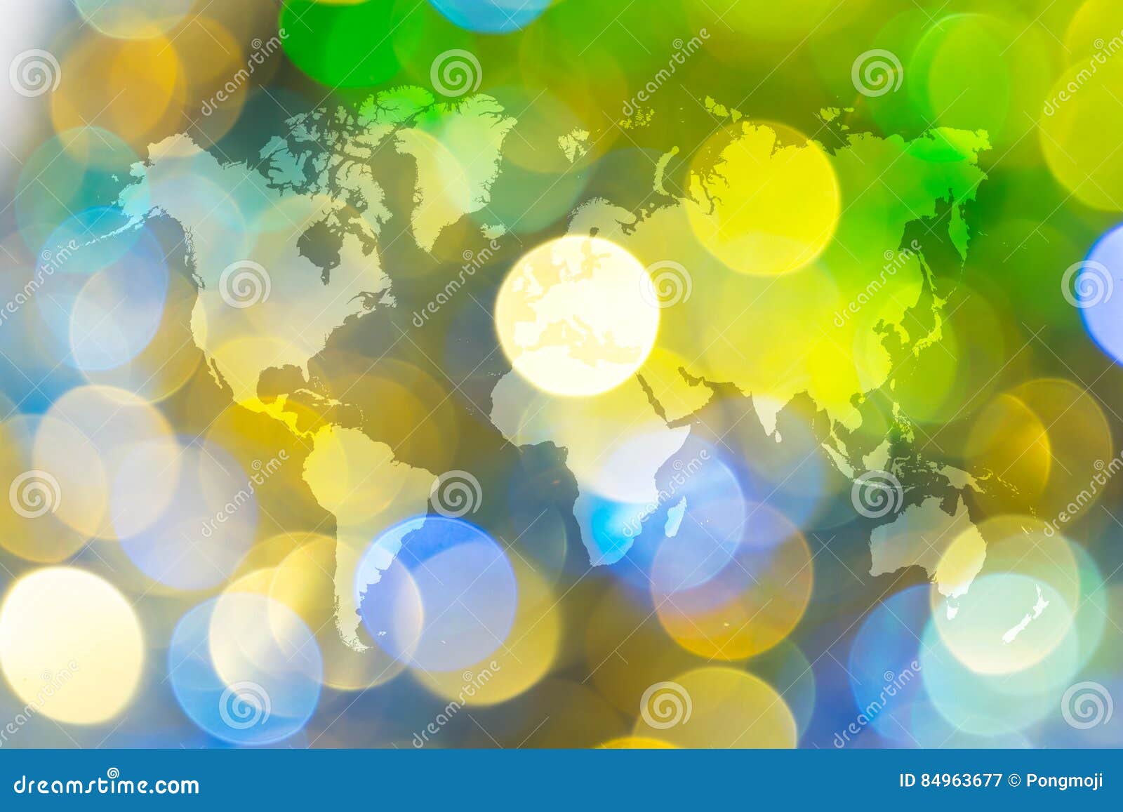 Abstract Bokeh of Light with World Map Stock Image - Image of ...