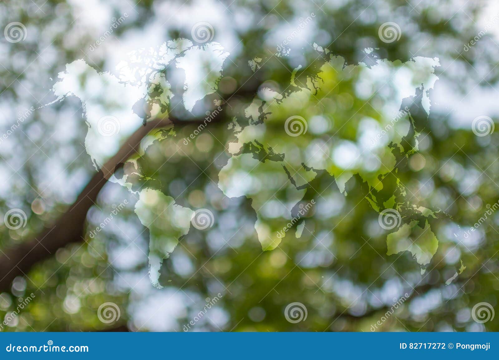 Abstract Bokeh Nature with World Map Stock Photo - Image of light, blur ...