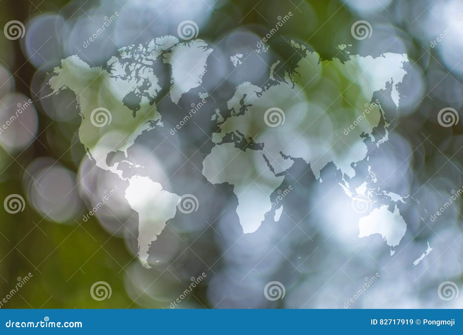 Abstract Bokeh Nature with World Map Stock Image - Image of foliage ...