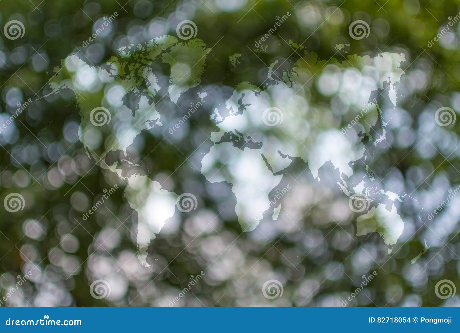 Abstract Bokeh Nature with World Map Stock Photo - Image of light ...