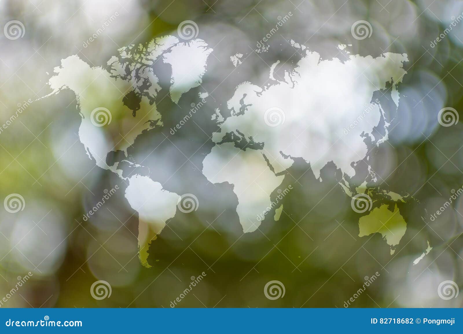 Abstract Bokeh Nature with World Map Stock Photo - Image of organic ...