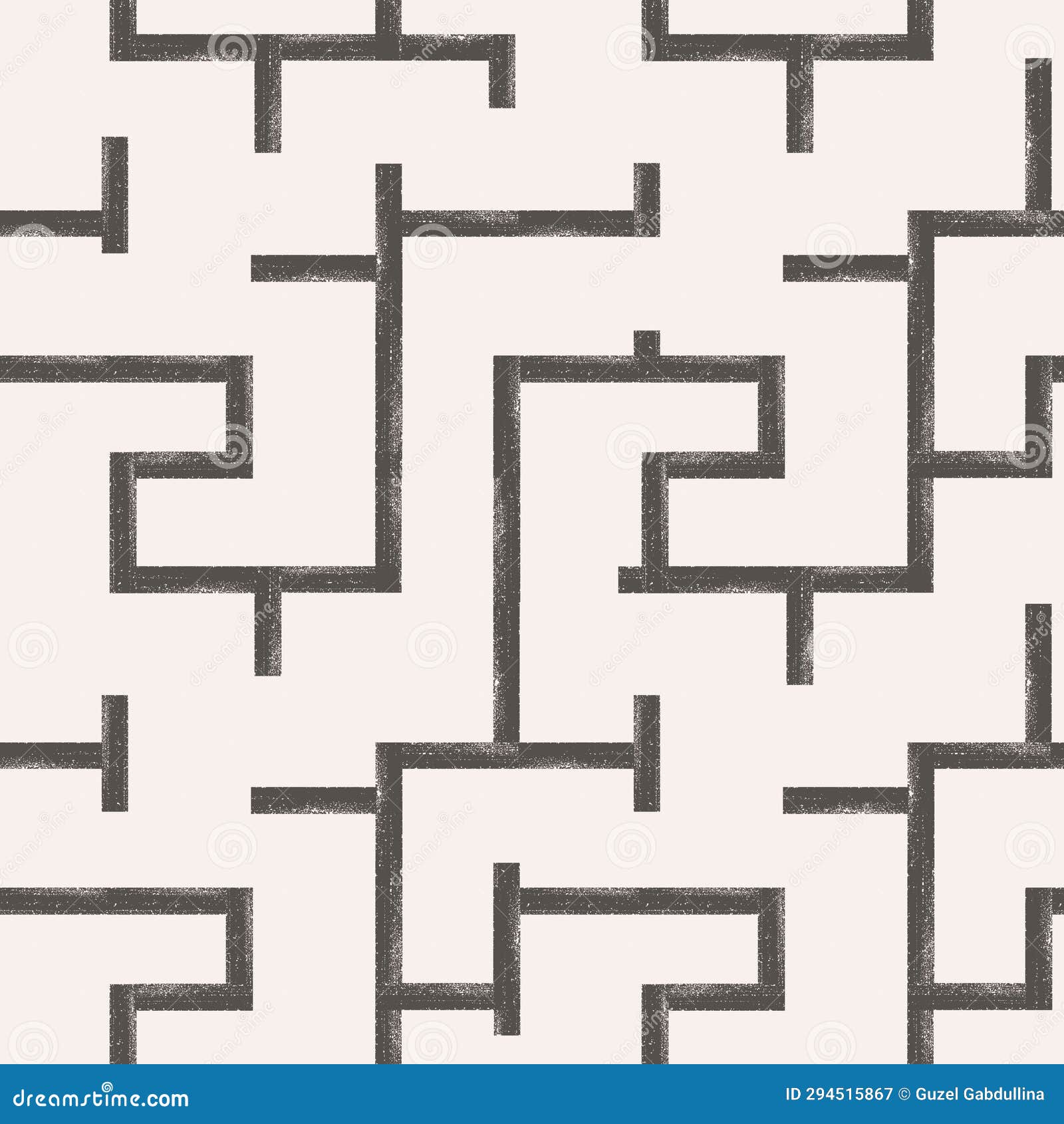 Abstract Bold Line Labyrinth Seamless Pattern. Monochrome Maze Lines Ornament. Brush Strokes ...