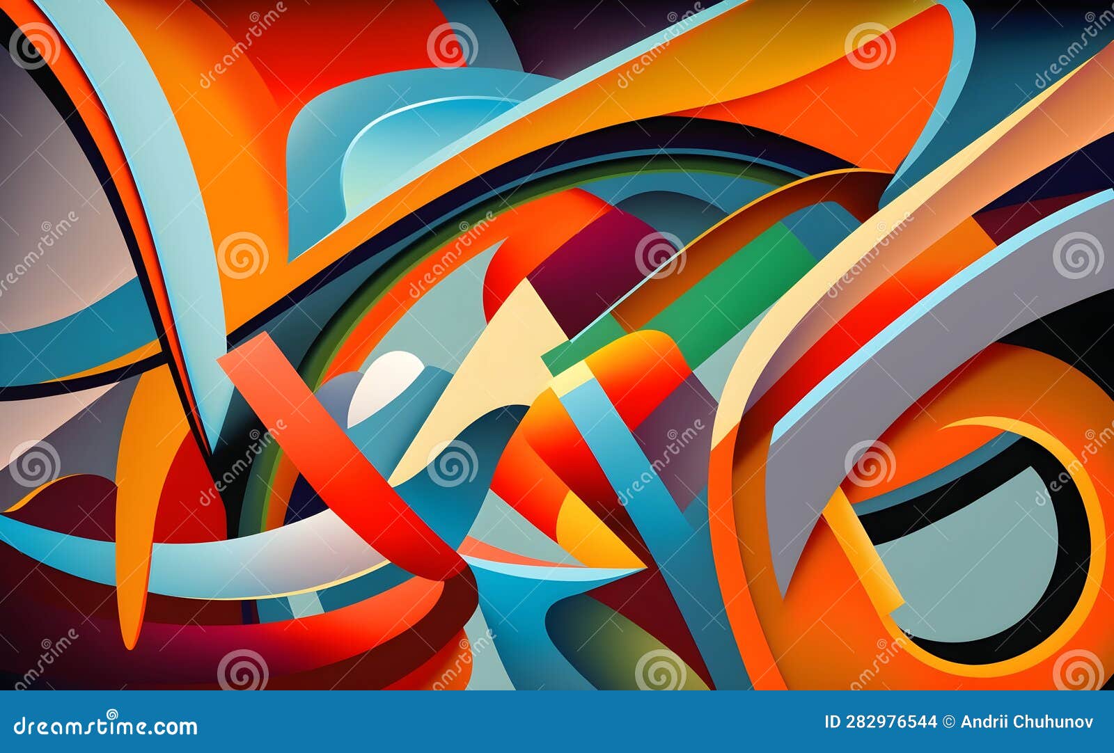 Abstract Bold Lines and Shapes in Vibrant Colors, Generative AI Stock ...