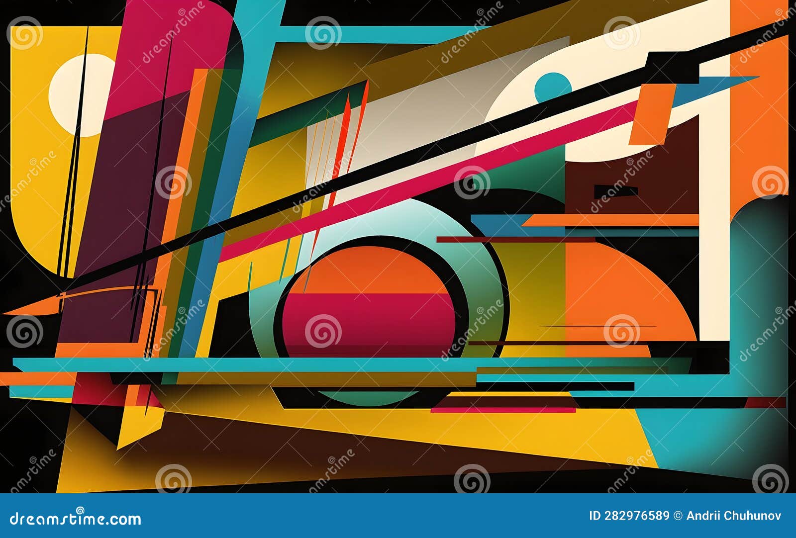 Abstract Bold Lines and Shapes in Vibrant Colors, Generative AI Stock ...