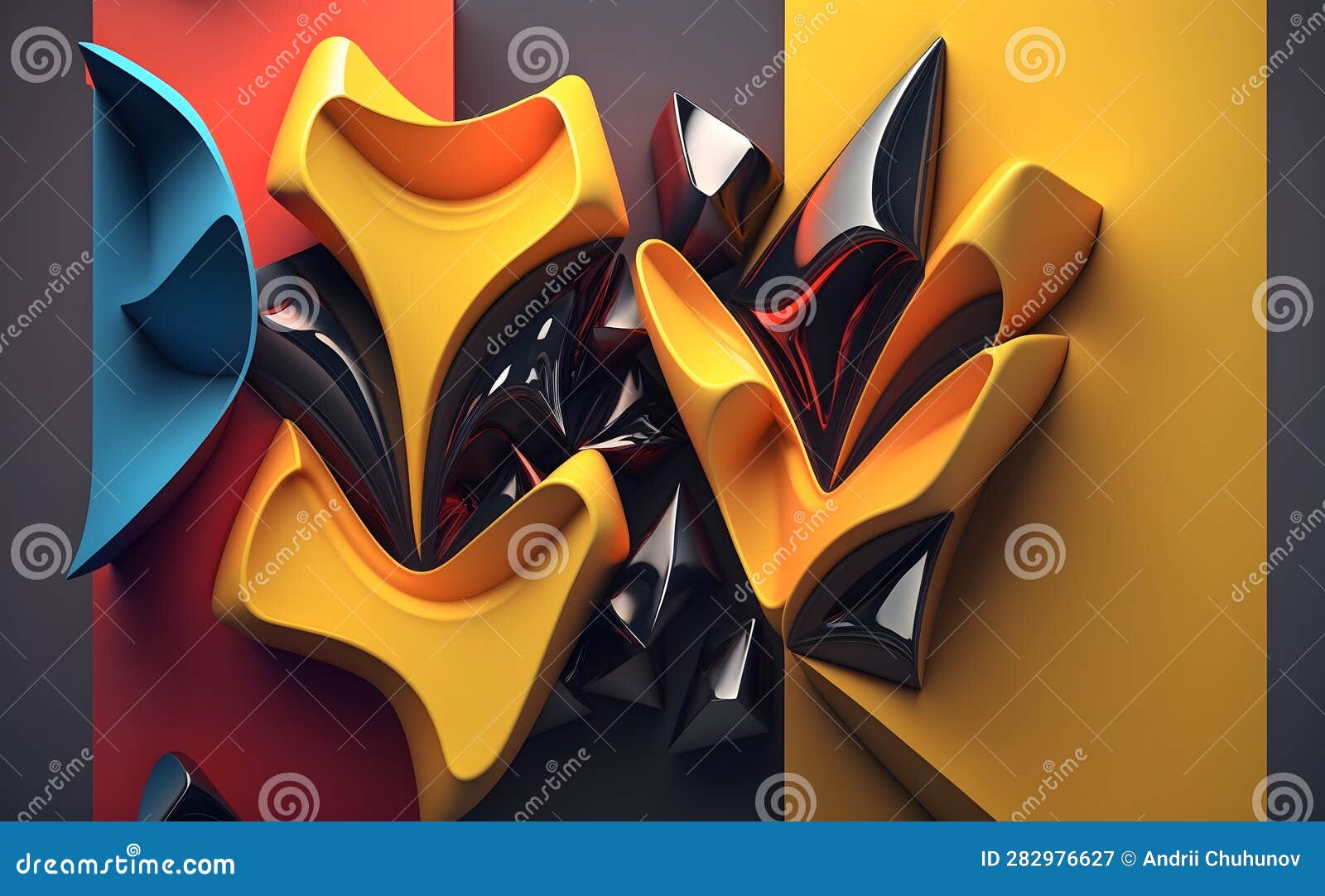 Abstract Bold Shapes and Contrasting Textures, Generative AI Stock ...