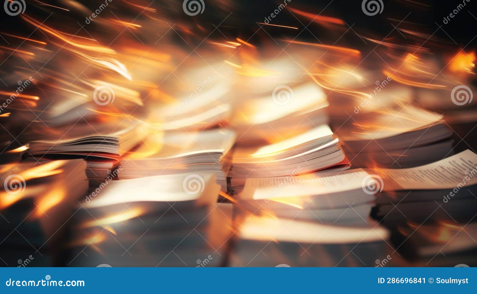 Abstract of Books Burning in an Explosive and Dramatic Burst of ...