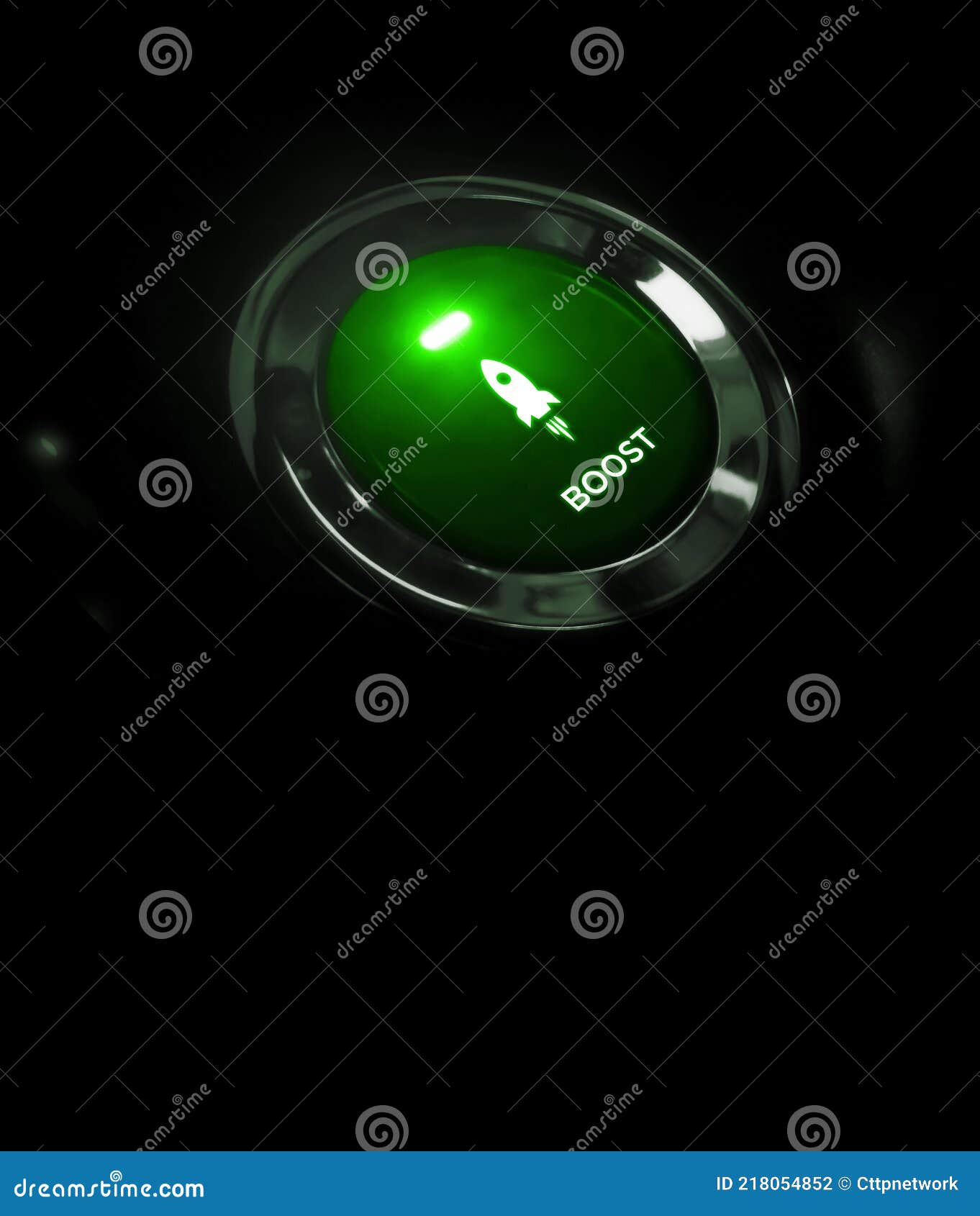 Abstract Boost Button with Green Glowing Lights Background. Beautiful ...