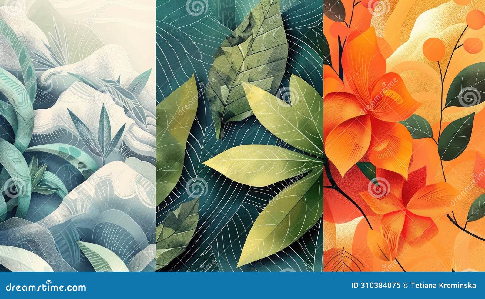 Abstract Botanical Patterns Blending Organic Shapes with Geometric ...