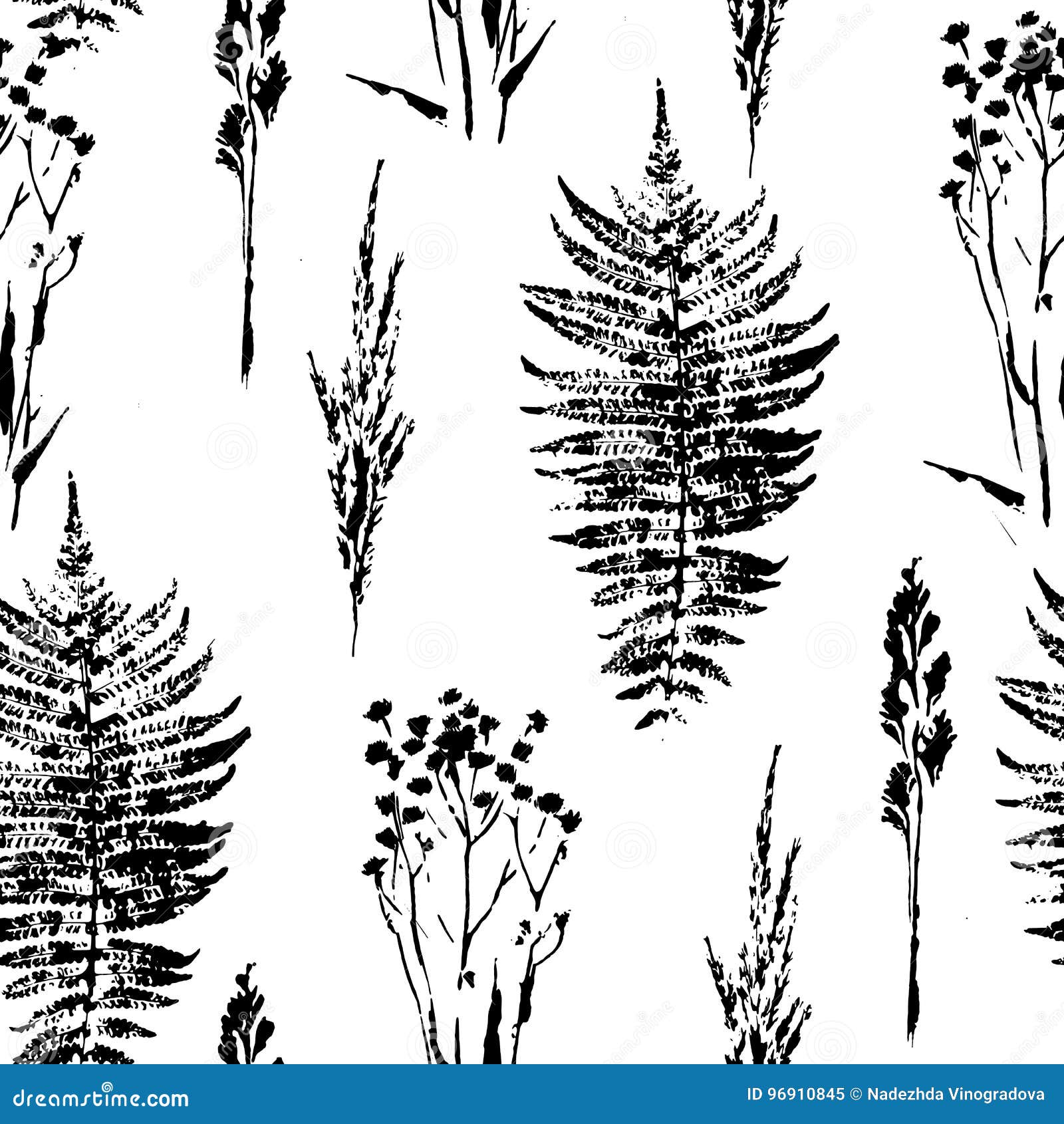 Abstract Botanical Seamless Pattern. Vector Herbal Background. Stock ...