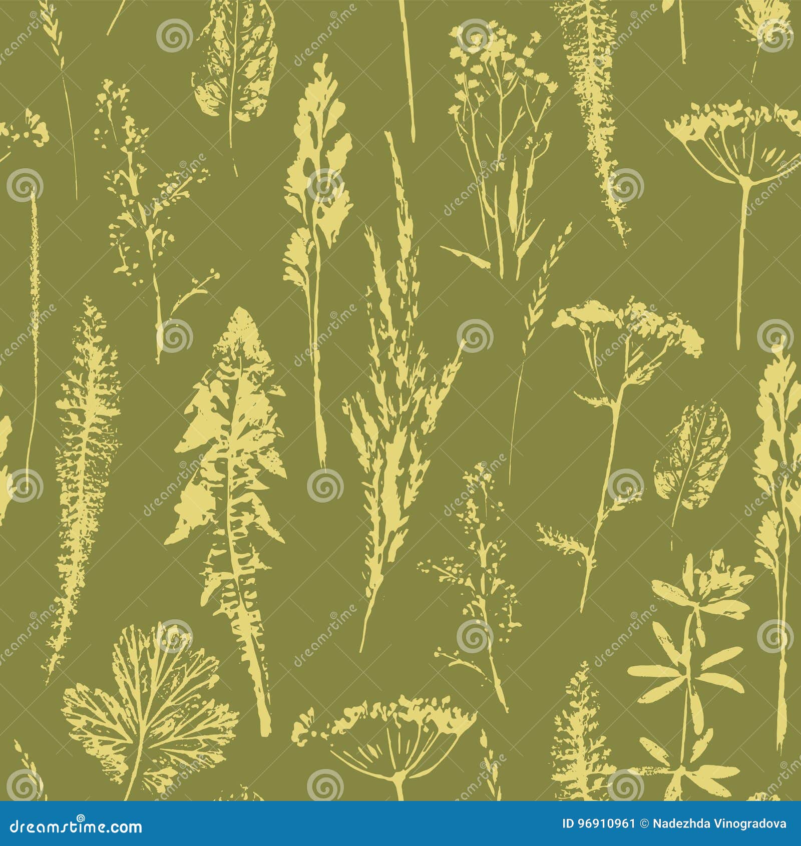 Abstract Botanical Seamless Pattern. Vector Herbal Background. Stock ...