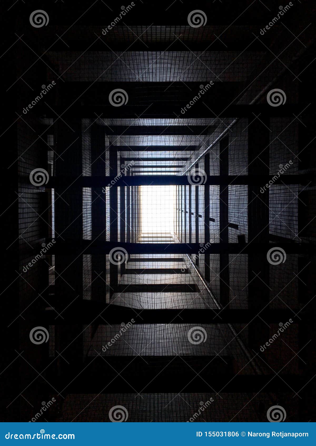 Abstract, Bottom View of the Cascading Corridors Opening,Tunnel ...