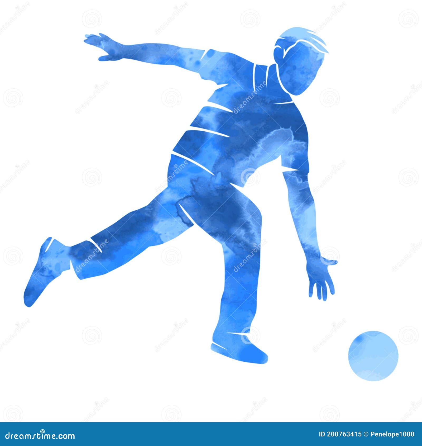 Abstract Blue Bowling Player Graphic in Vector Quality. Stock Vector ...
