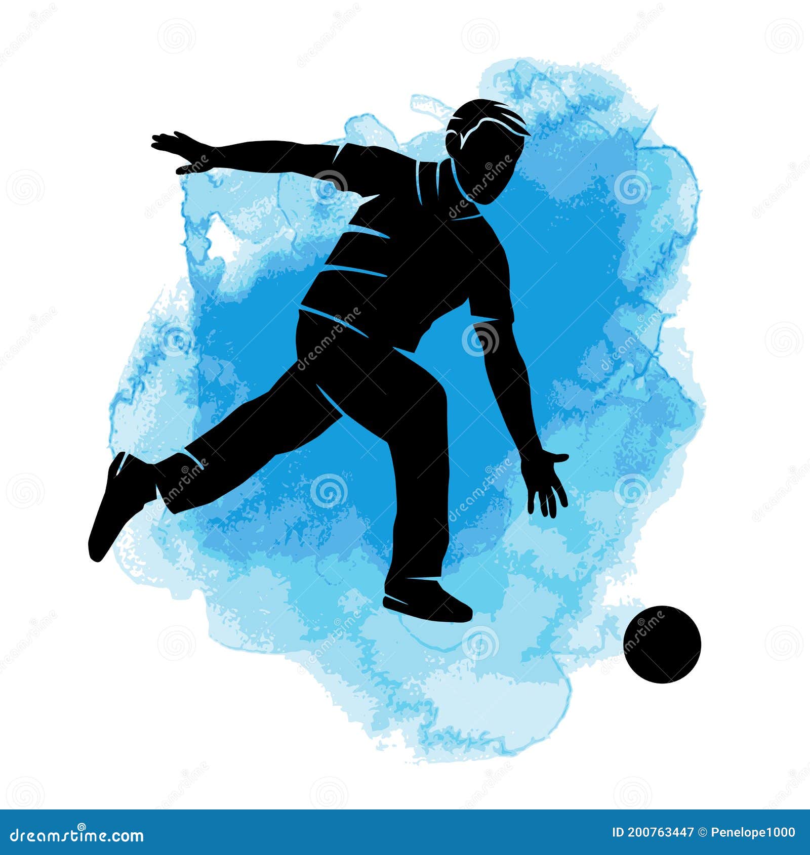 Abstract Blue Bowling Player Graphic in Vector Quality. Stock Vector ...