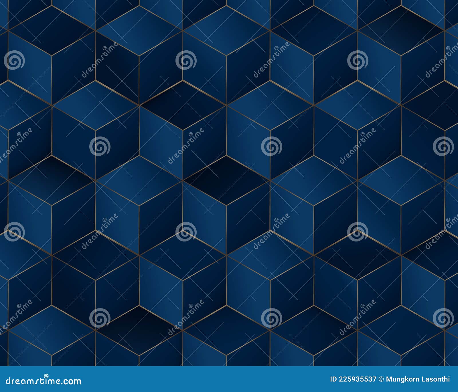 Abstract Box Geometric Pattern. Blue and Gold Luxury Concept Background ...