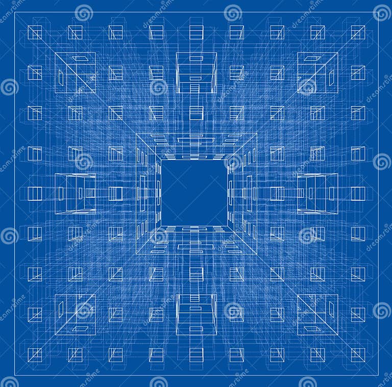 Abstract Boxes Outlined Vector Rendering of 3d Stock Vector ...