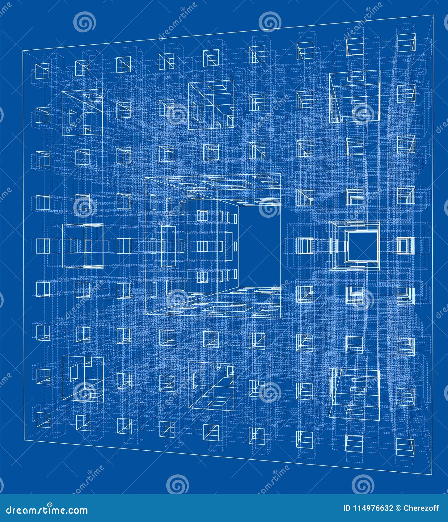 Abstract Boxes Outlined Vector Rendering of 3d Stock Vector ...
