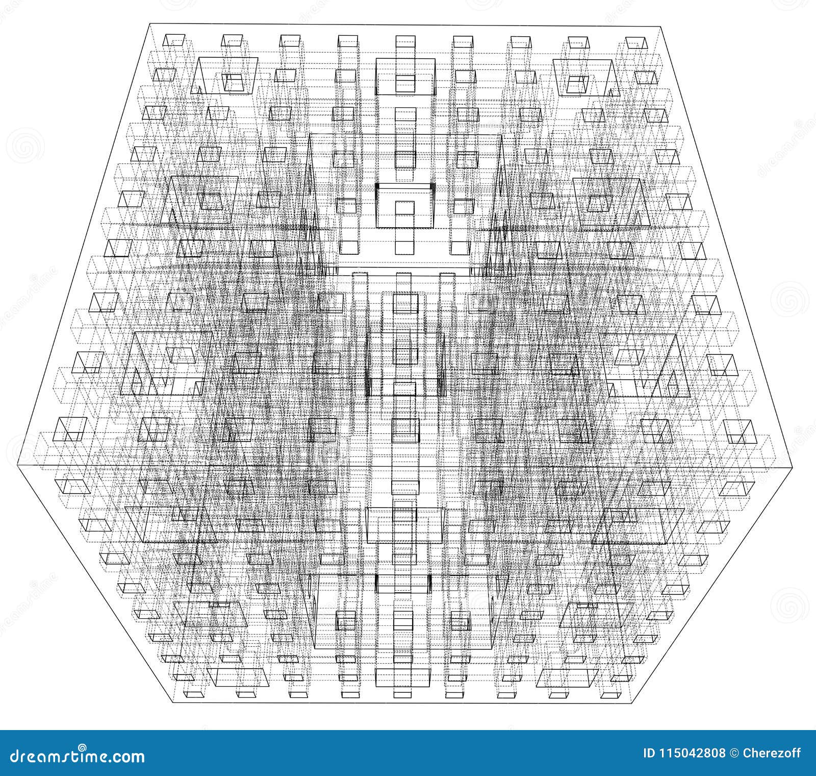 Abstract Boxes Outlined Vector Rendering of 3d Stock Vector ...