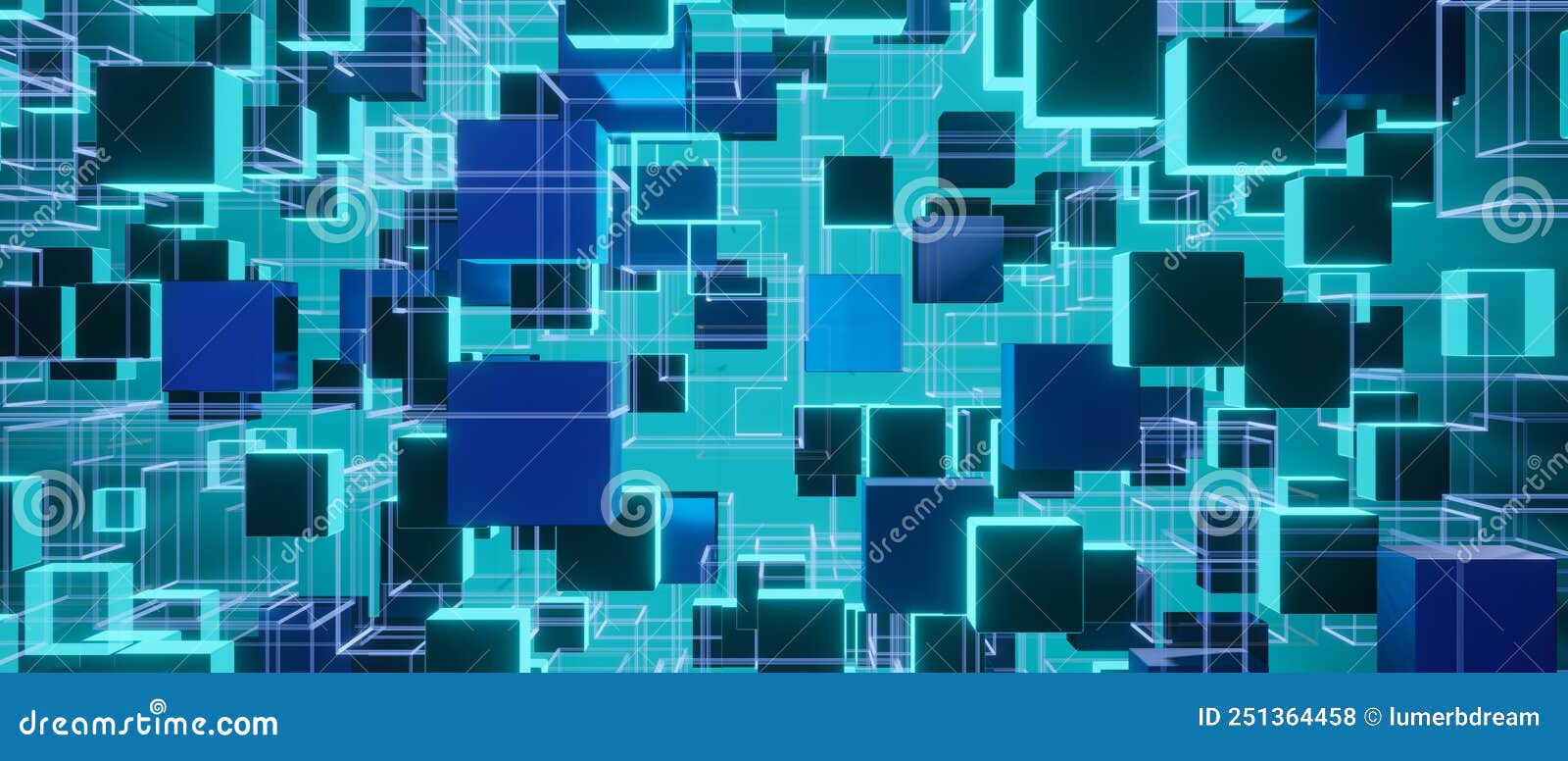 Abstract Boxes Technology Connect for Concept Design 3D Render Stock ...