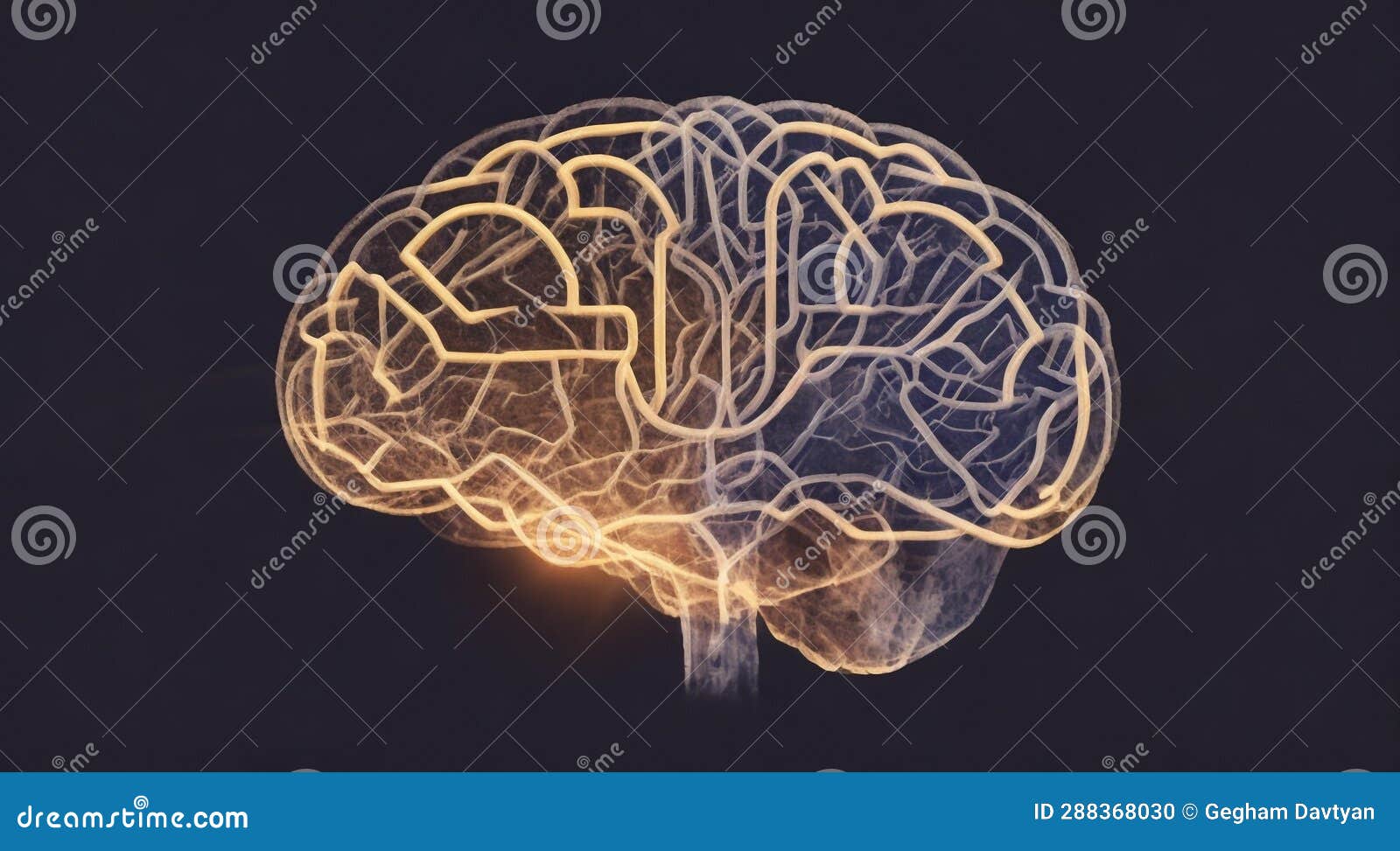 Abstract Brain on Abstract Technology Background, Graphic Designed ...