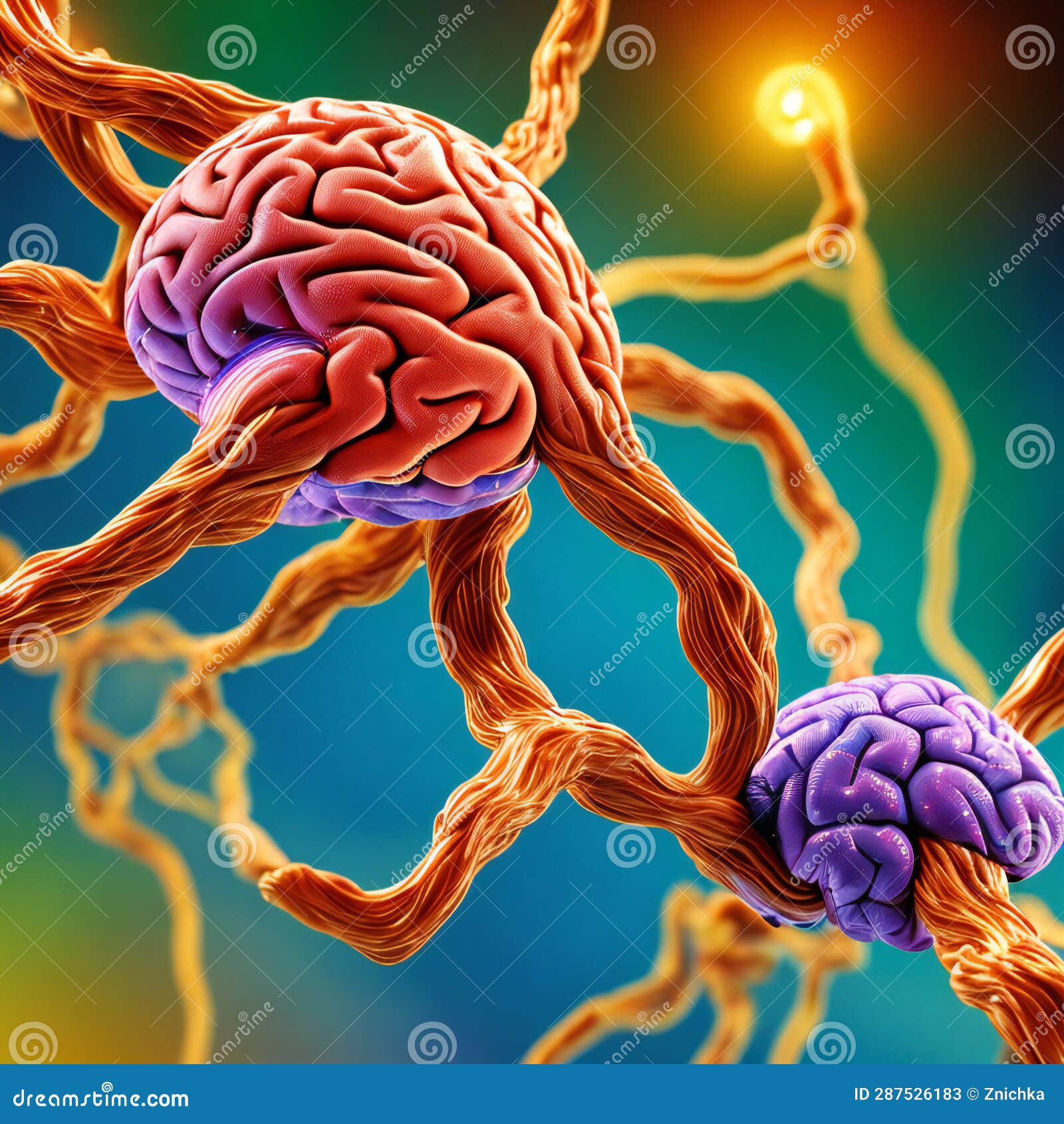 Abstract Brain Cells, Synapsic Networks Stock Illustration ...